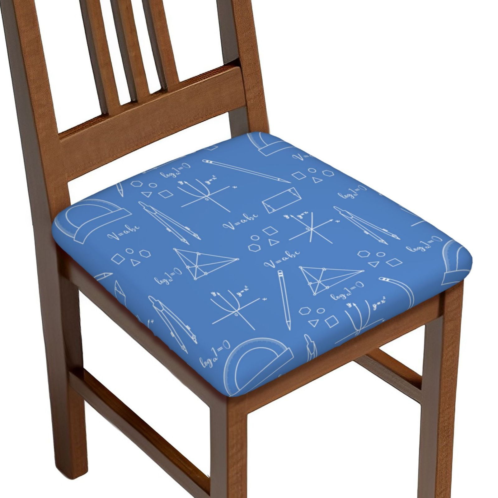 Chair Covers for Dining Chairs - blue Math Print ruler Stretch ...
