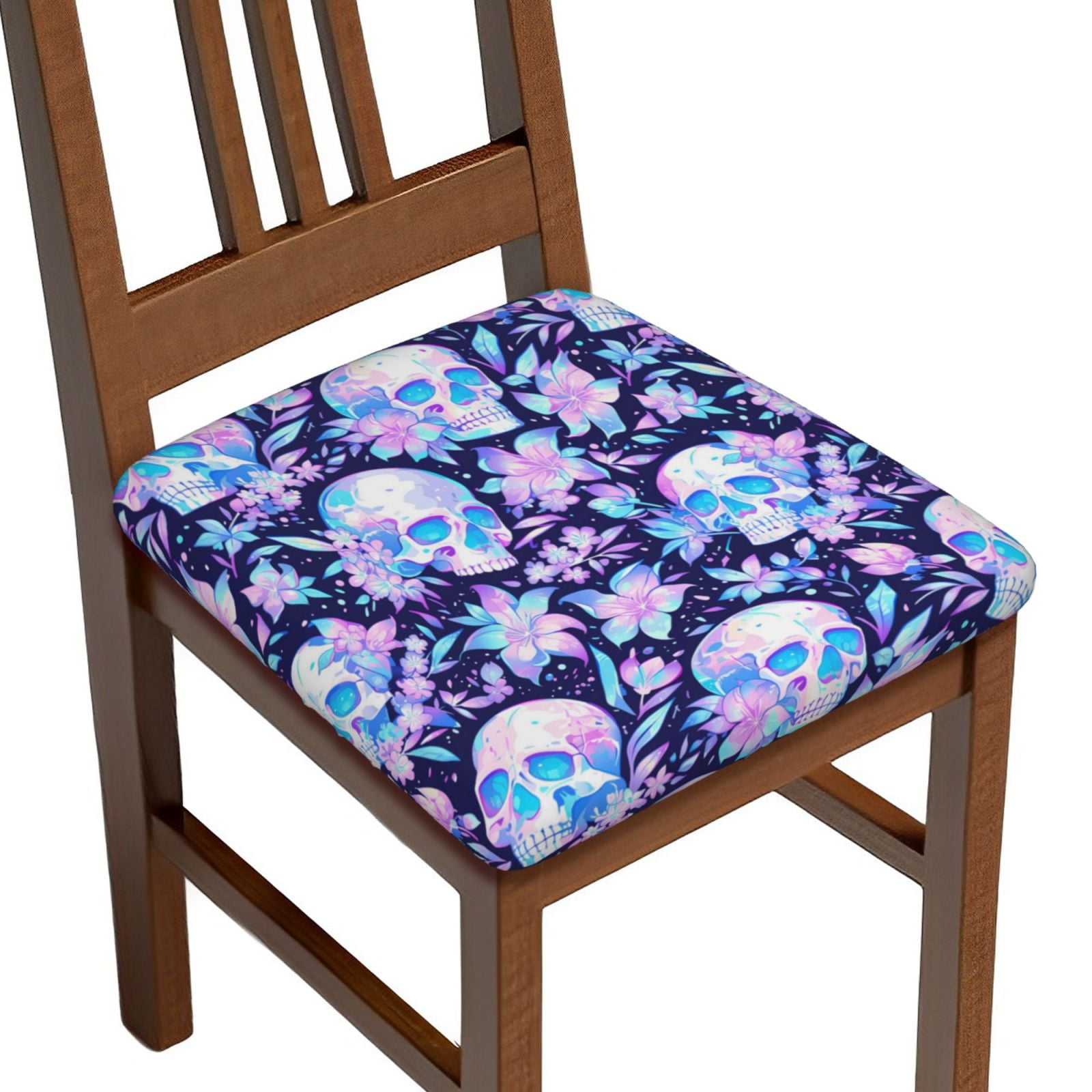 Chair Covers for Dining Chairs - crystal Skull flower leaf Stretch ...