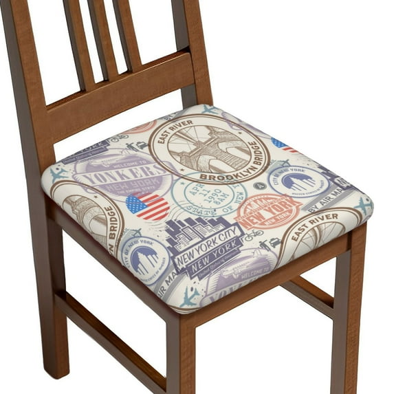 Chair Covers for Dining Chairs - newyork Postmark Pattern Stretch ...