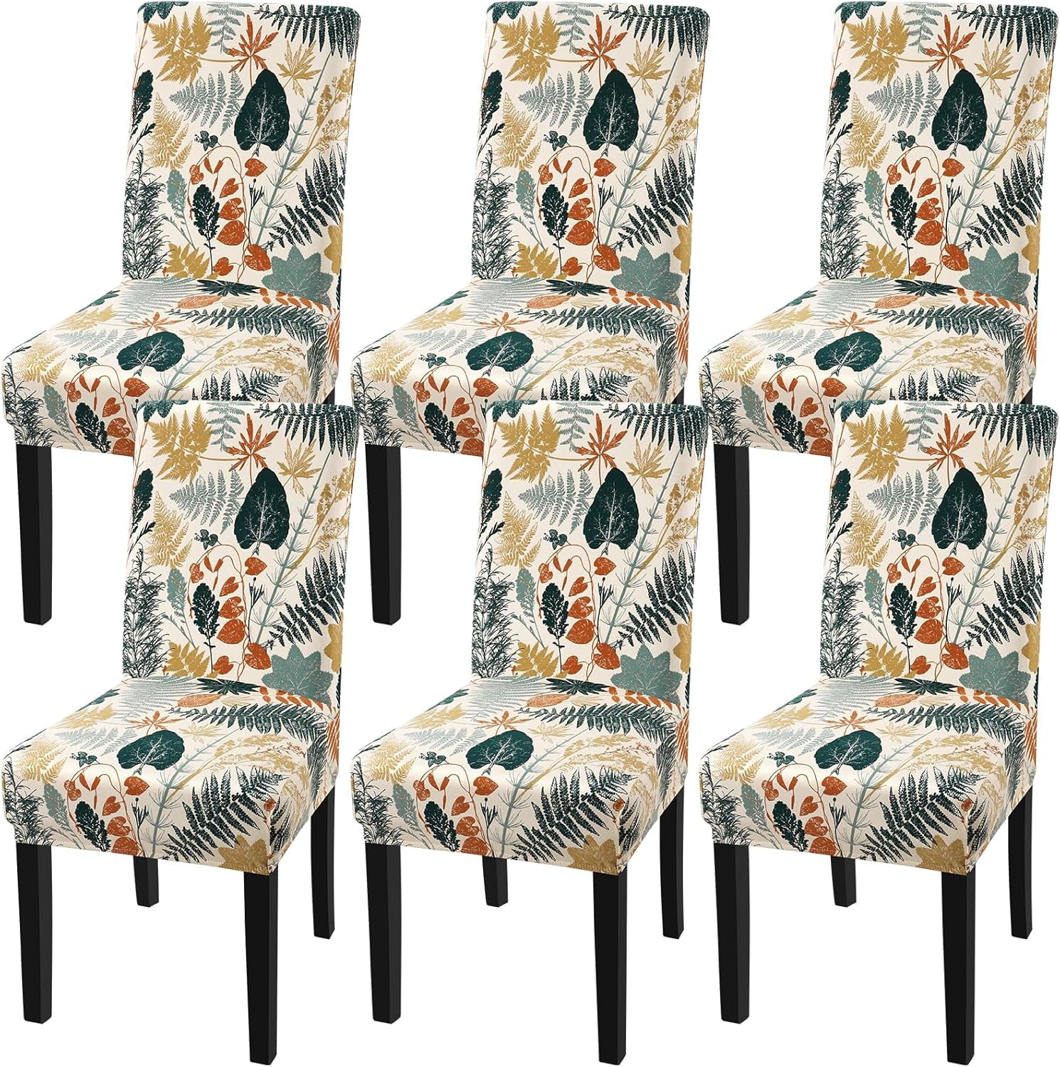 Chair Covers for Dining Room 6 Pack, Printed Stretch Dining Slipcovers ...
