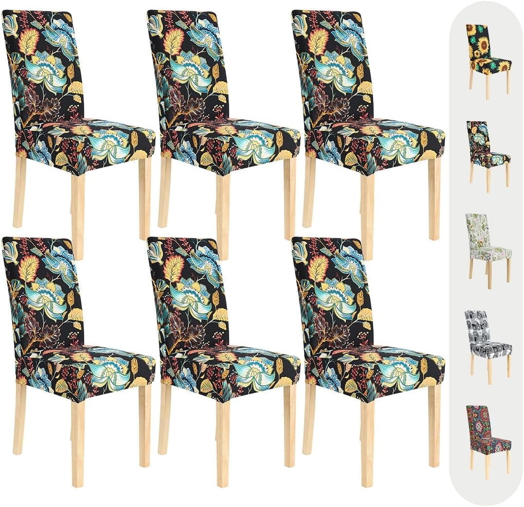 Chair Covers for Dining Room 6 Pack, Stretch Dining Chair Cover ...
