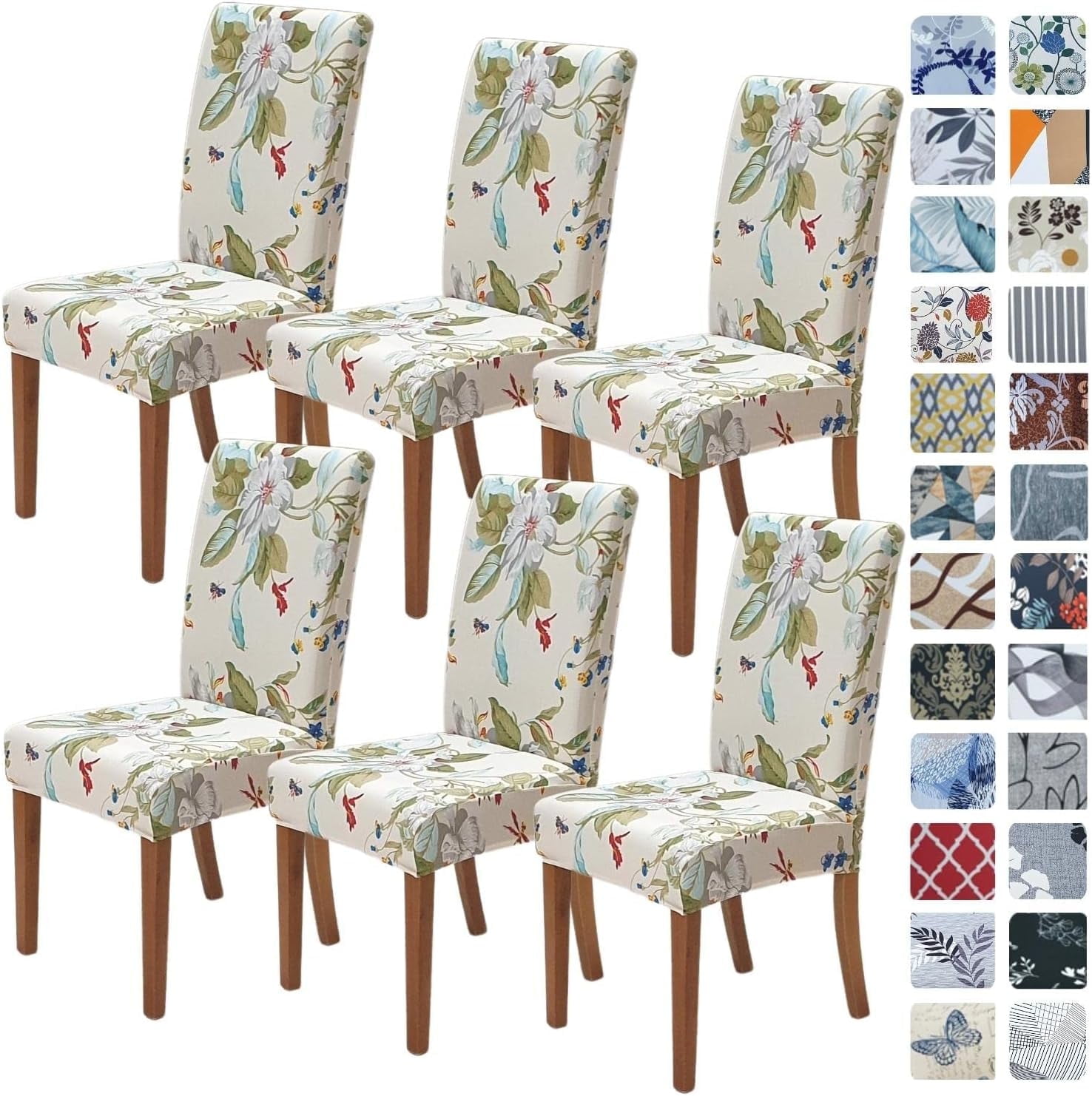 Chair Covers for Dining Room 6 Pack, Stretch Dining Chair Cover ...