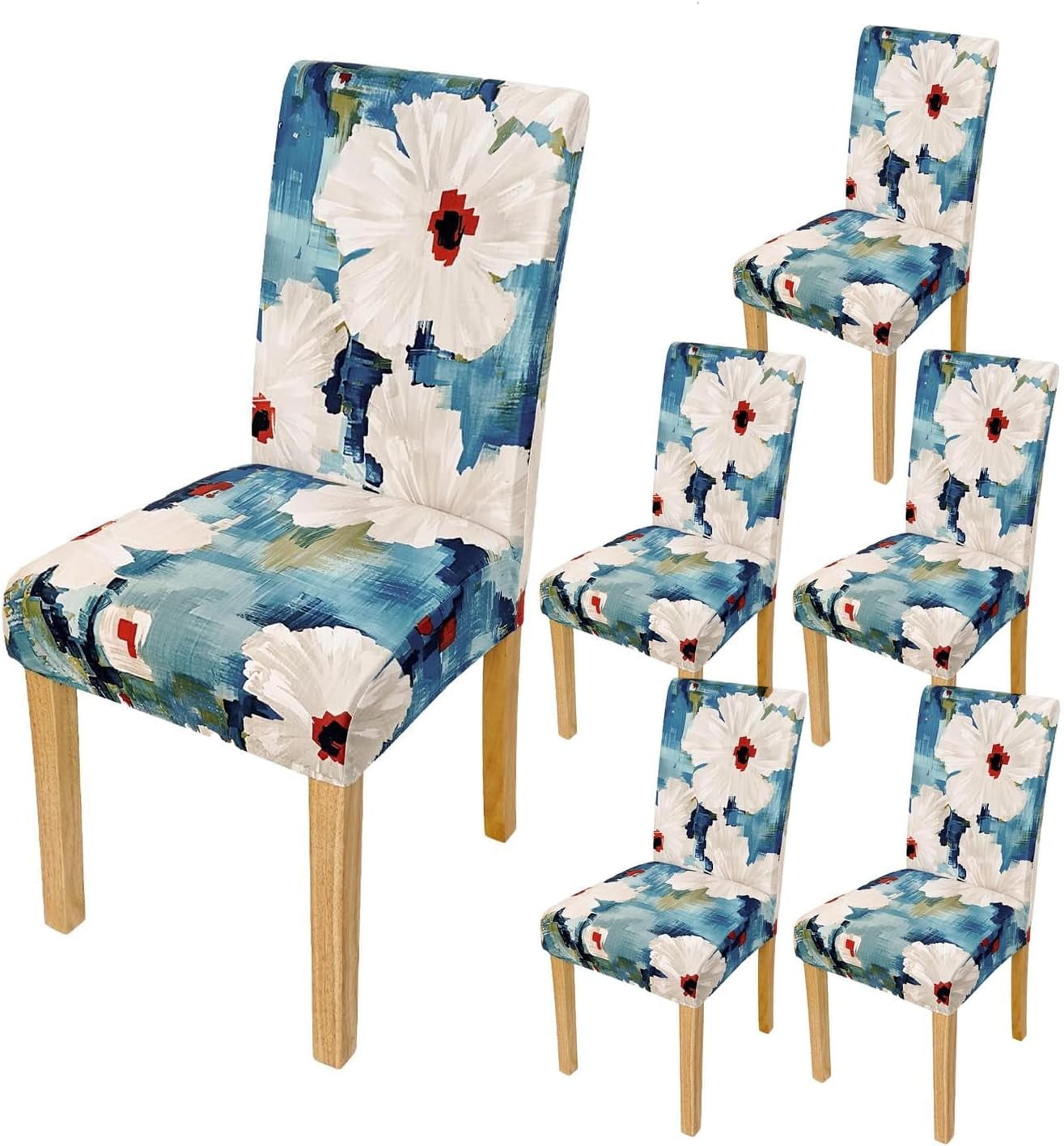 Chair Covers for Dining Room 6 Pack, Stretchy Parson Chair Slipcovers ...