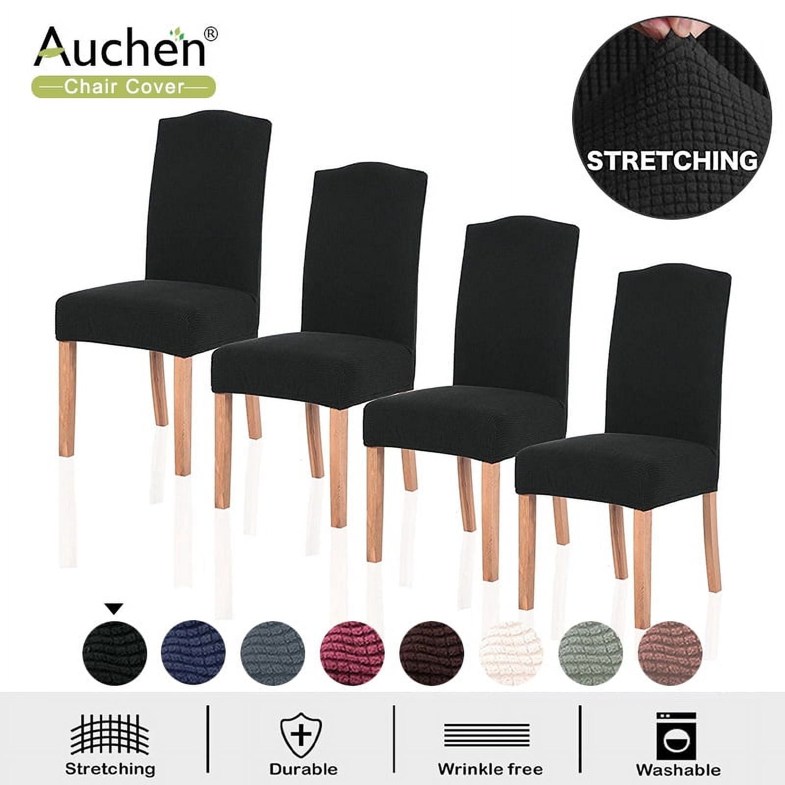 AUCHEN Easy Fit Chair Slipcovers, Set of 4, Stretch Dining Room Covers ...