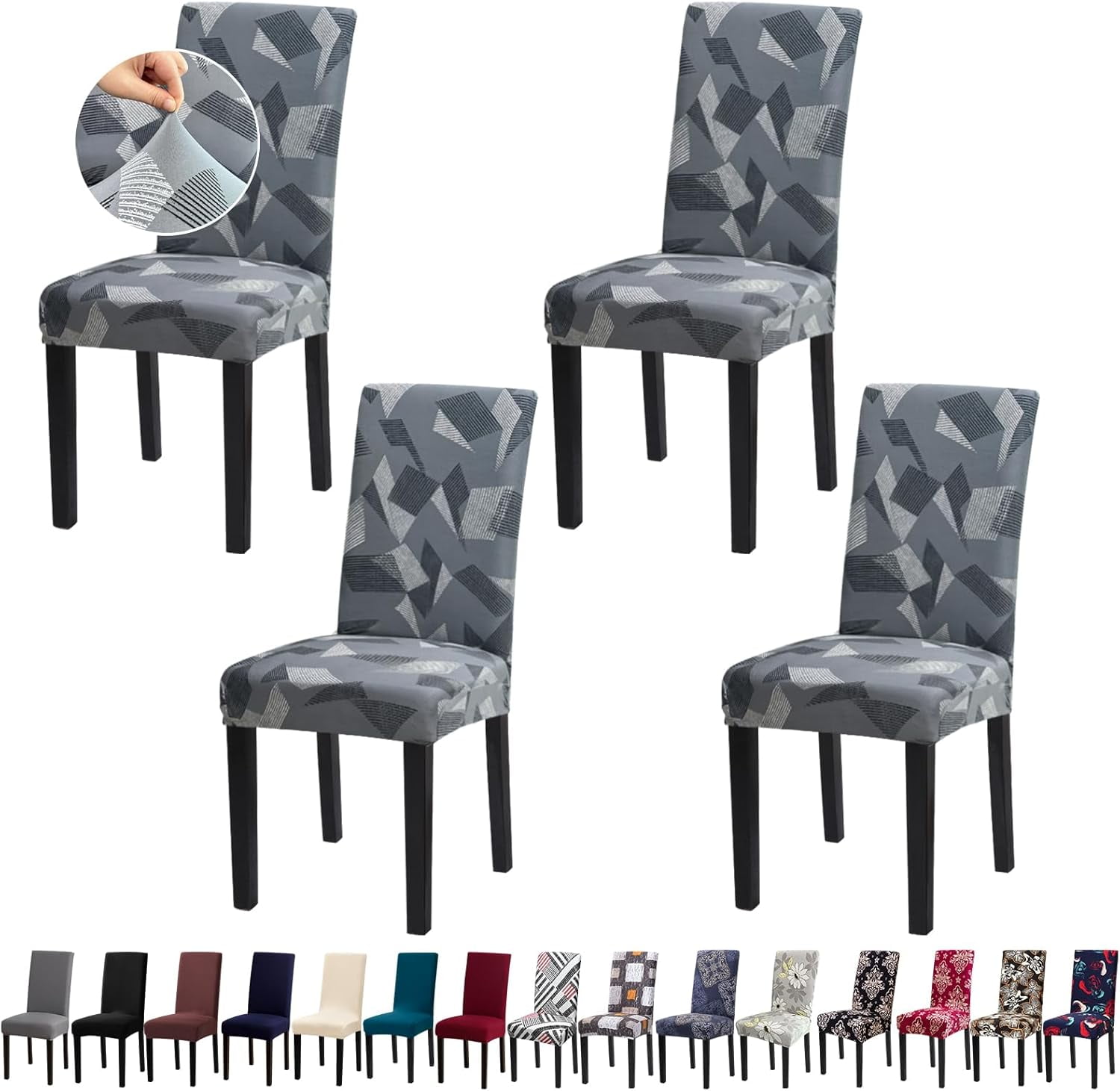 Chair Covers for Dining Room Set of 4, Dining Chair Covers, Kitchen ...
