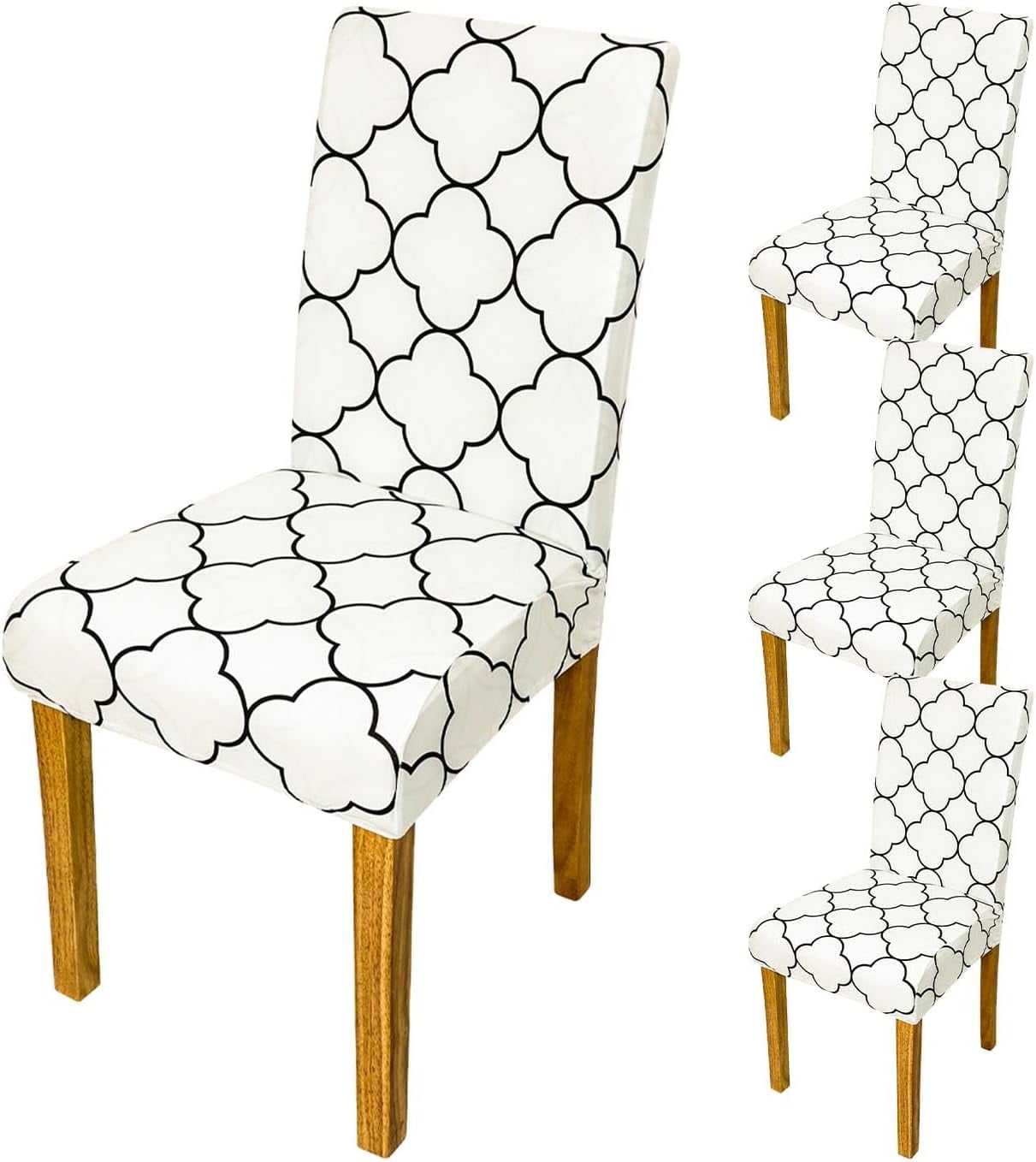 Chair Covers for Dining Room Set of 4, Plaid Stretchable Dining Parson ...