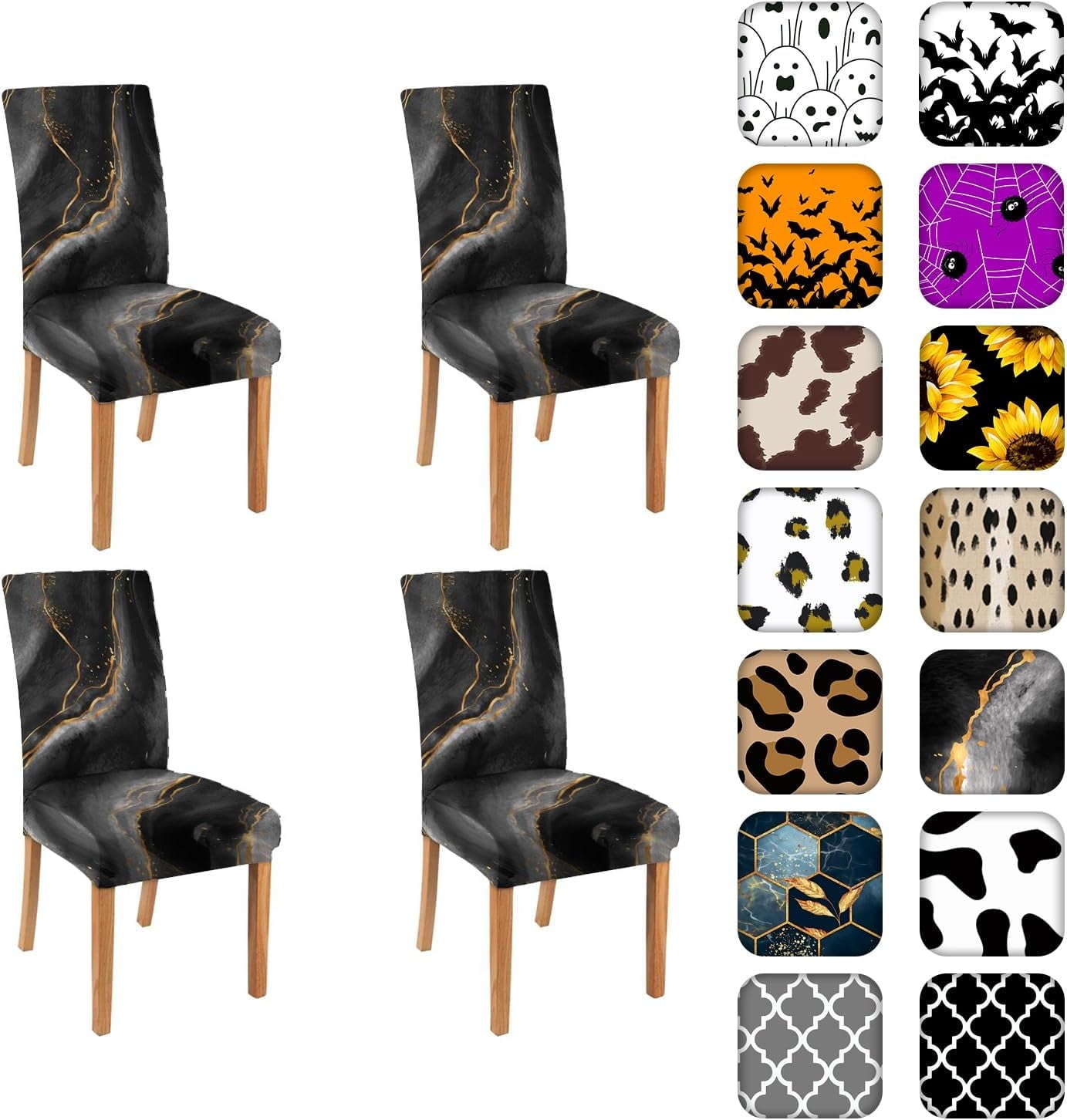 Chair Covers for Dining Room Set of 4, Stretch Dining Chair Cover 4 ...