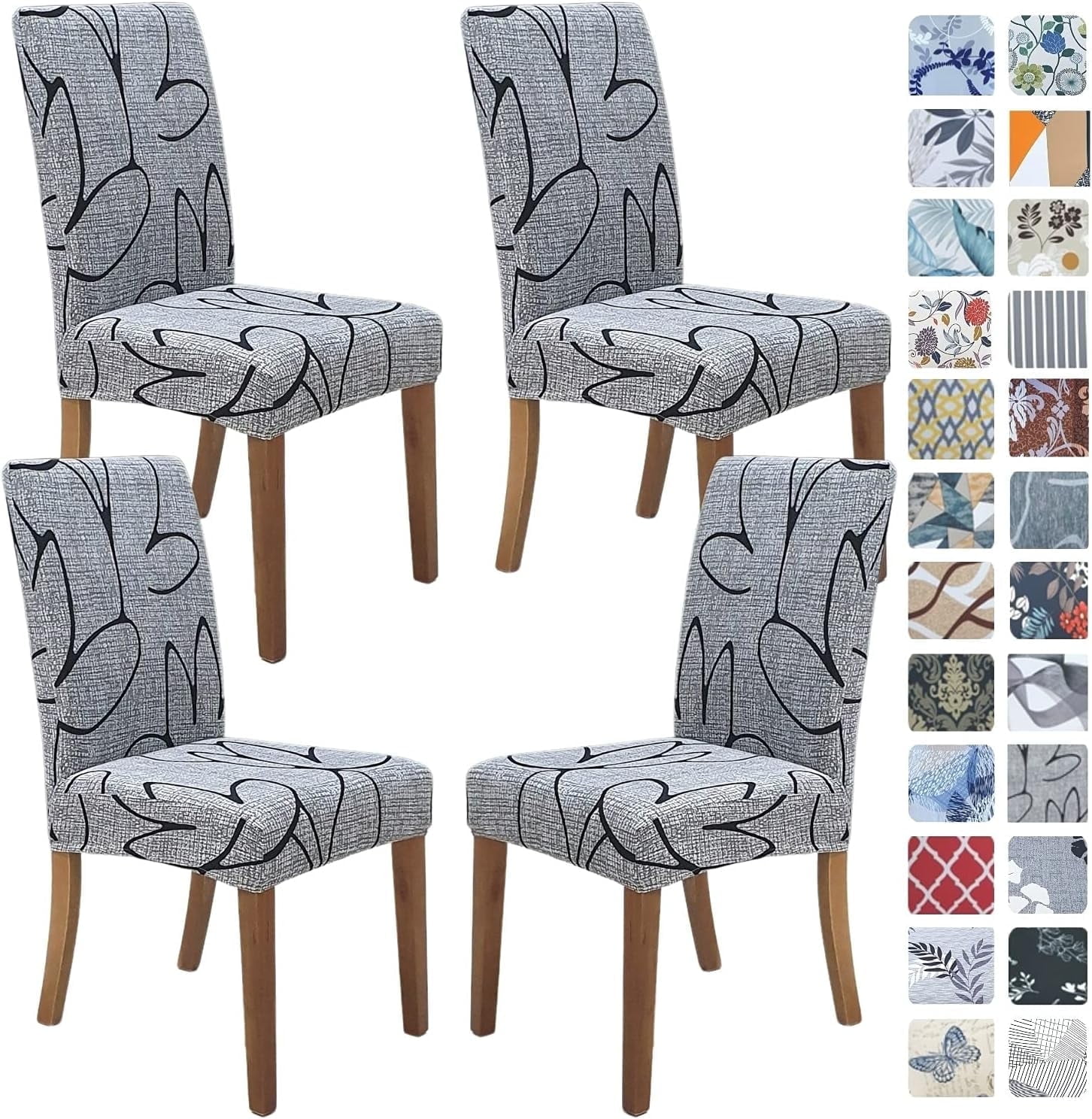 Chair Covers for Dining Room Set of 4, Stretch Dining Chair Cover ...