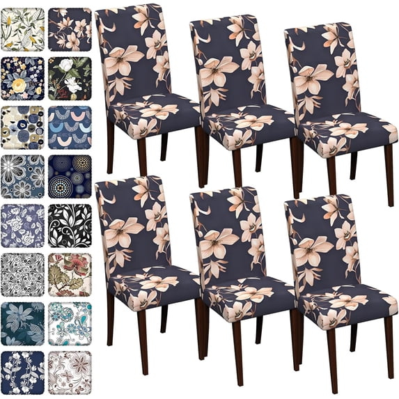 Chair Covers Dining Room Set of 6,Printed Patterned Stretch Non Slip ...
