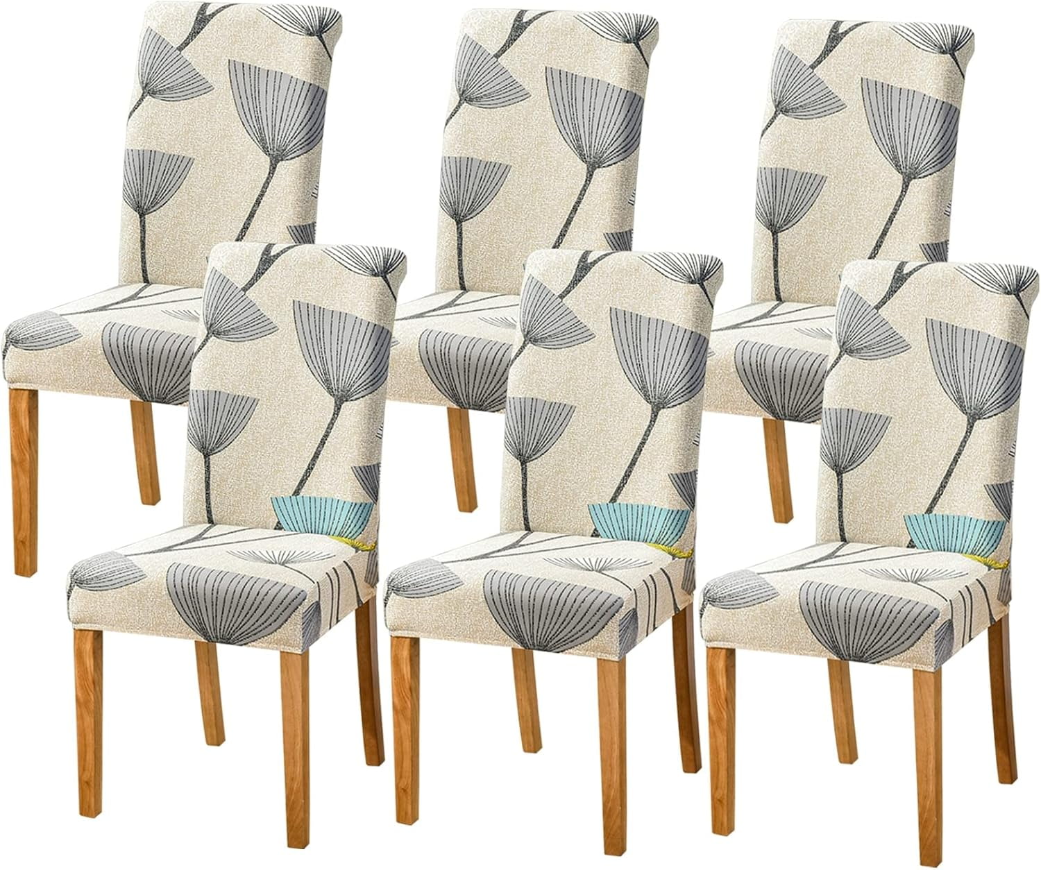 Chair Covers for Dining Room Set of 6, Printed Stretch Spandex Dining ...