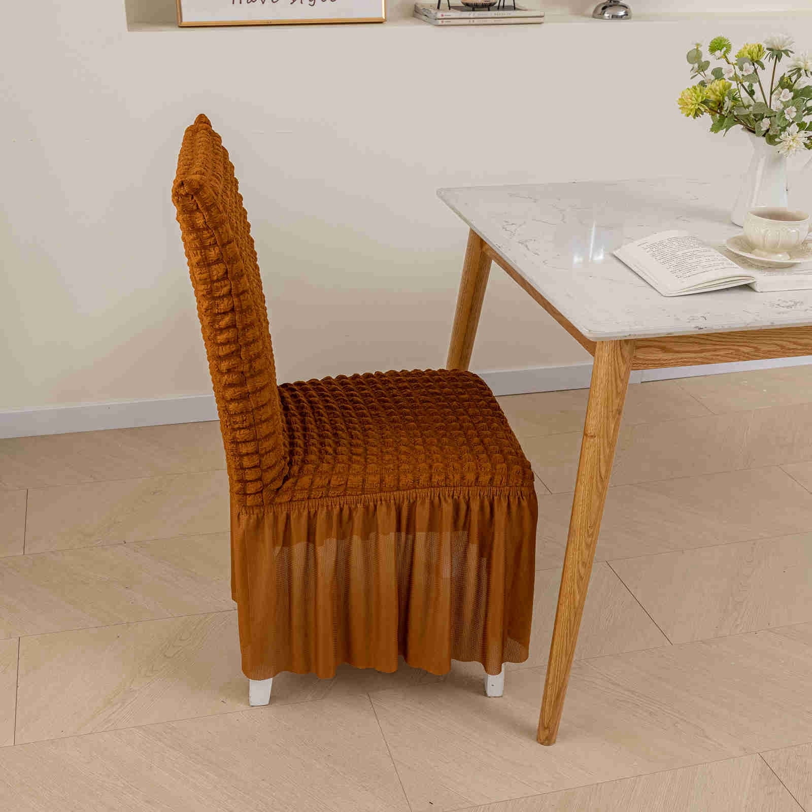 Chair Covers for Dining Room Set of Stretch Chair Slipcovers with Skirt ...