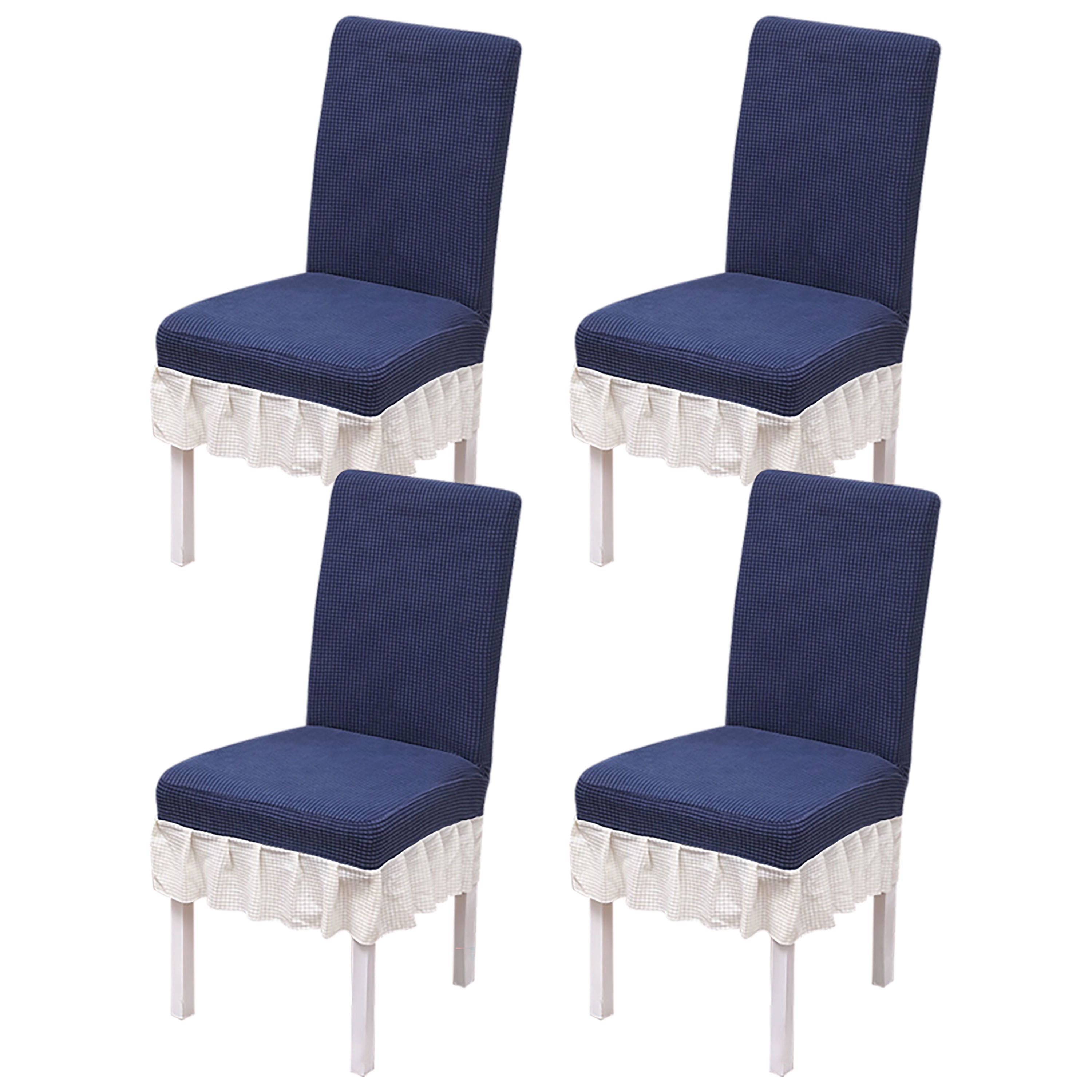 Chair Covers For Dining Set Of 2/4,Elastic Corn Plaid Chair Covers With ...