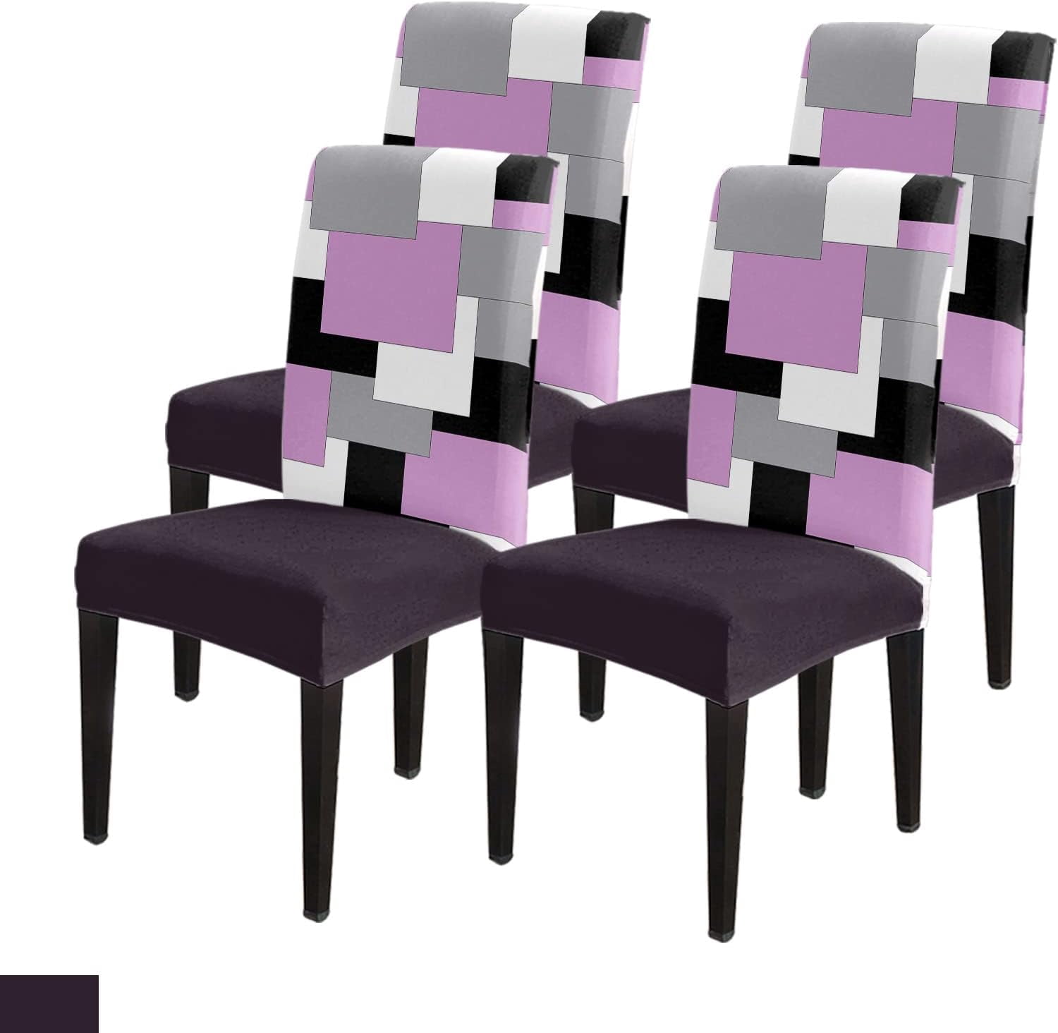 Chair Covers, Pink Grey Black Abstract Color Block Chair Covers ...