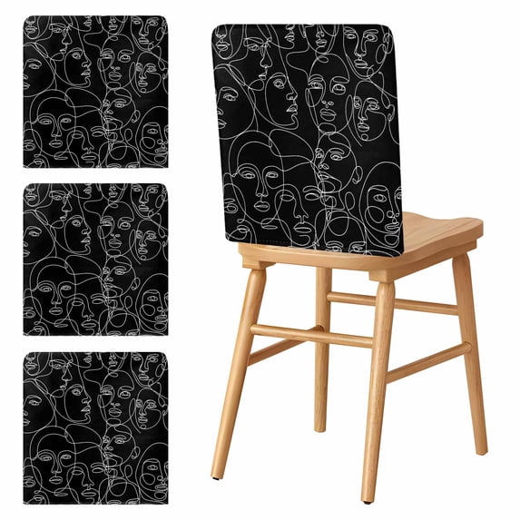 Chair Covers Set of 4 Abstract Human Face Chair Slipcover Protector ...