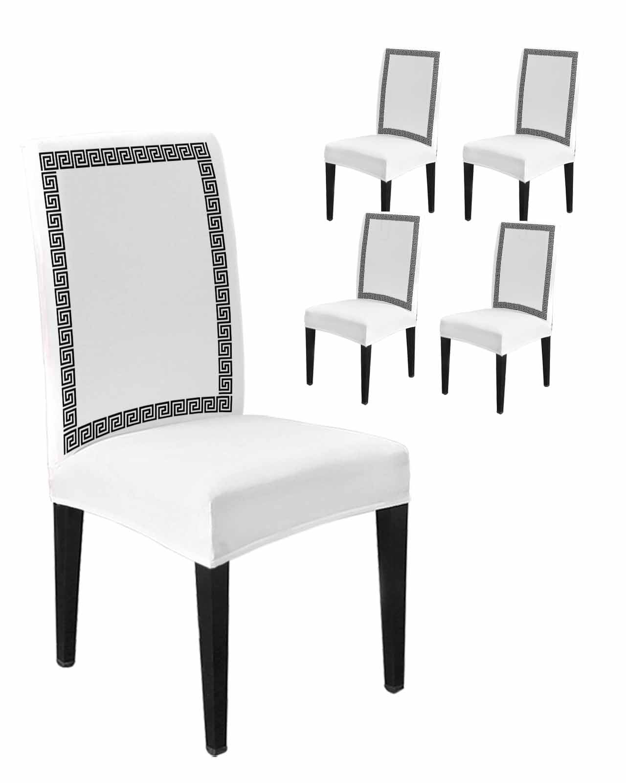 Chair Covers Set of 4, Abstract Inspired Greek Key Pattern Removable ...