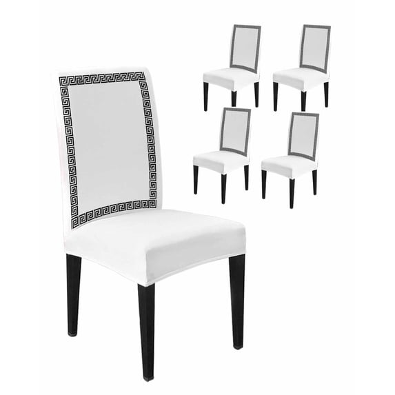 Chair Covers Set of 4, Abstract Inspired Greek Key Pattern Removable ...