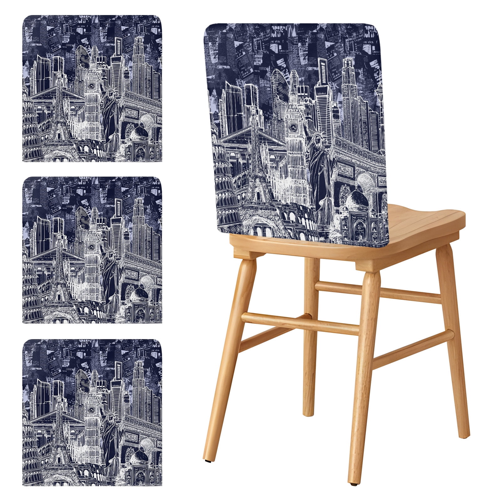 Chair Covers Set of 4 Architecture Landscape Chair Slipcover Protector ...