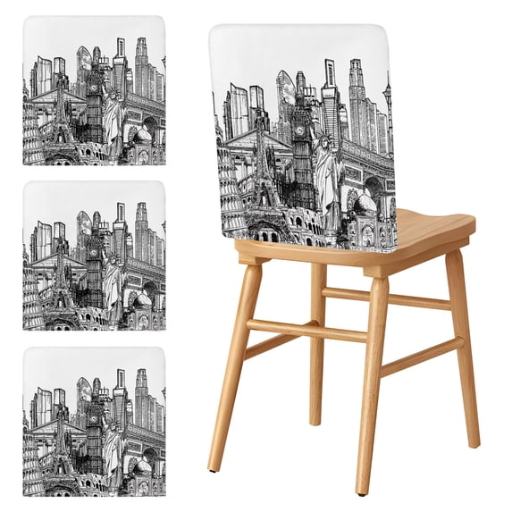 Chair Covers Set of 4 Architecture Landscape Chair Slipcover Protector ...
