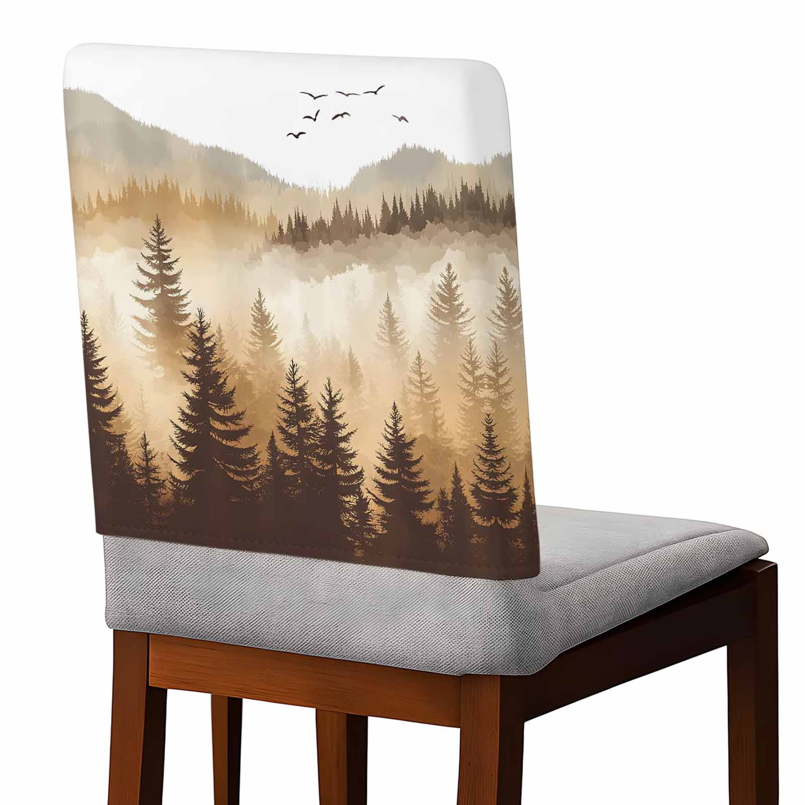 Chair Covers Set of 4 Autumn Forest Watercolor Gradient Bird Nature ...