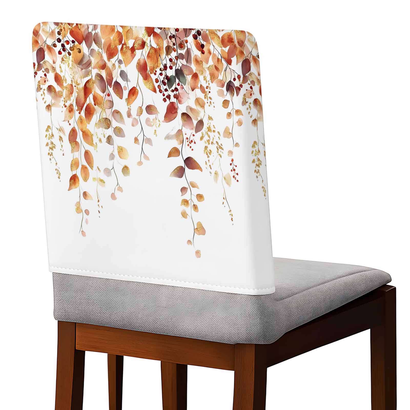 Chair Covers Set of 4 Autumn Leaves Watercolor Fruit Pulp Eucalyptus ...