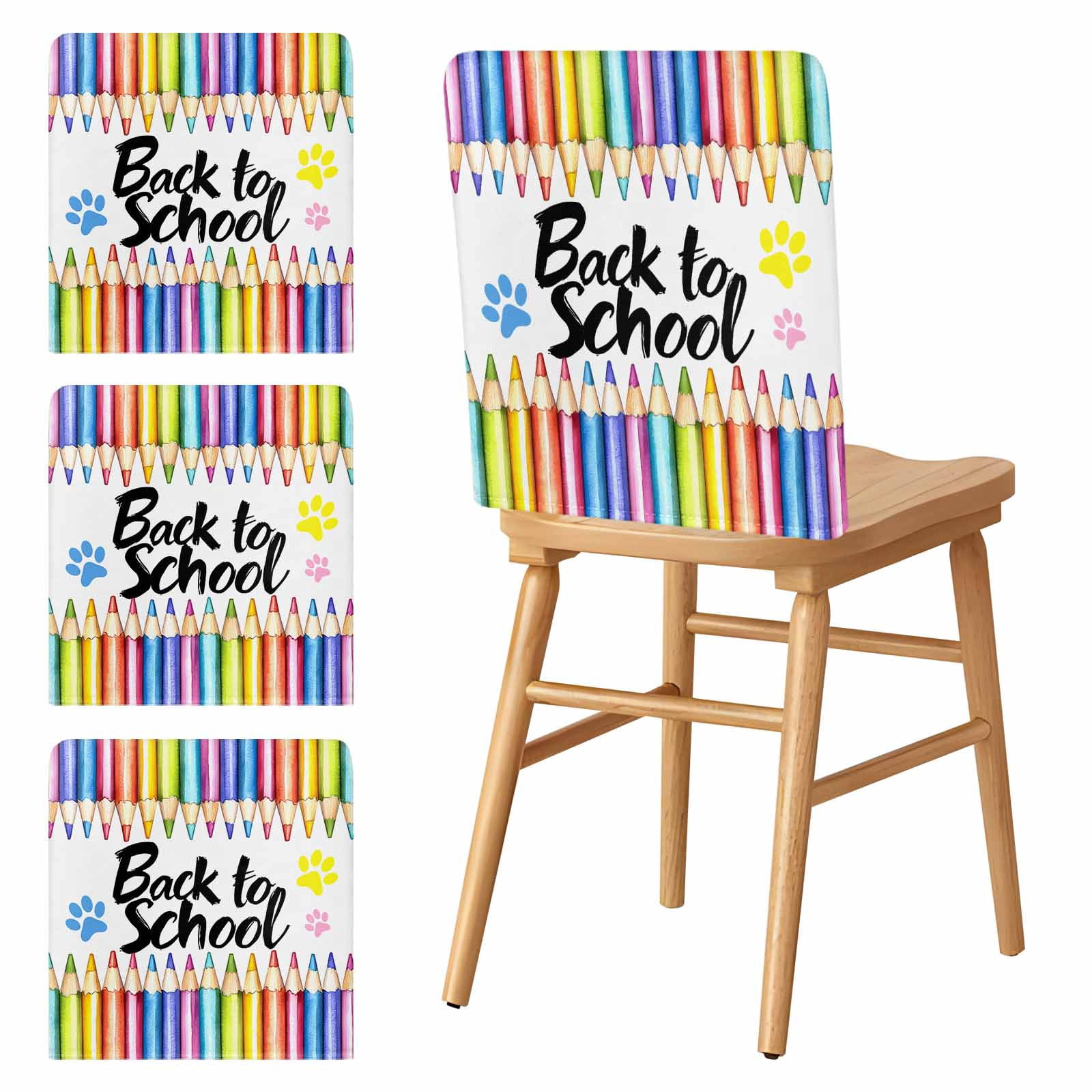 Chair Covers Set of 4 Back to School Chair Slipcover Protector Stretch ...