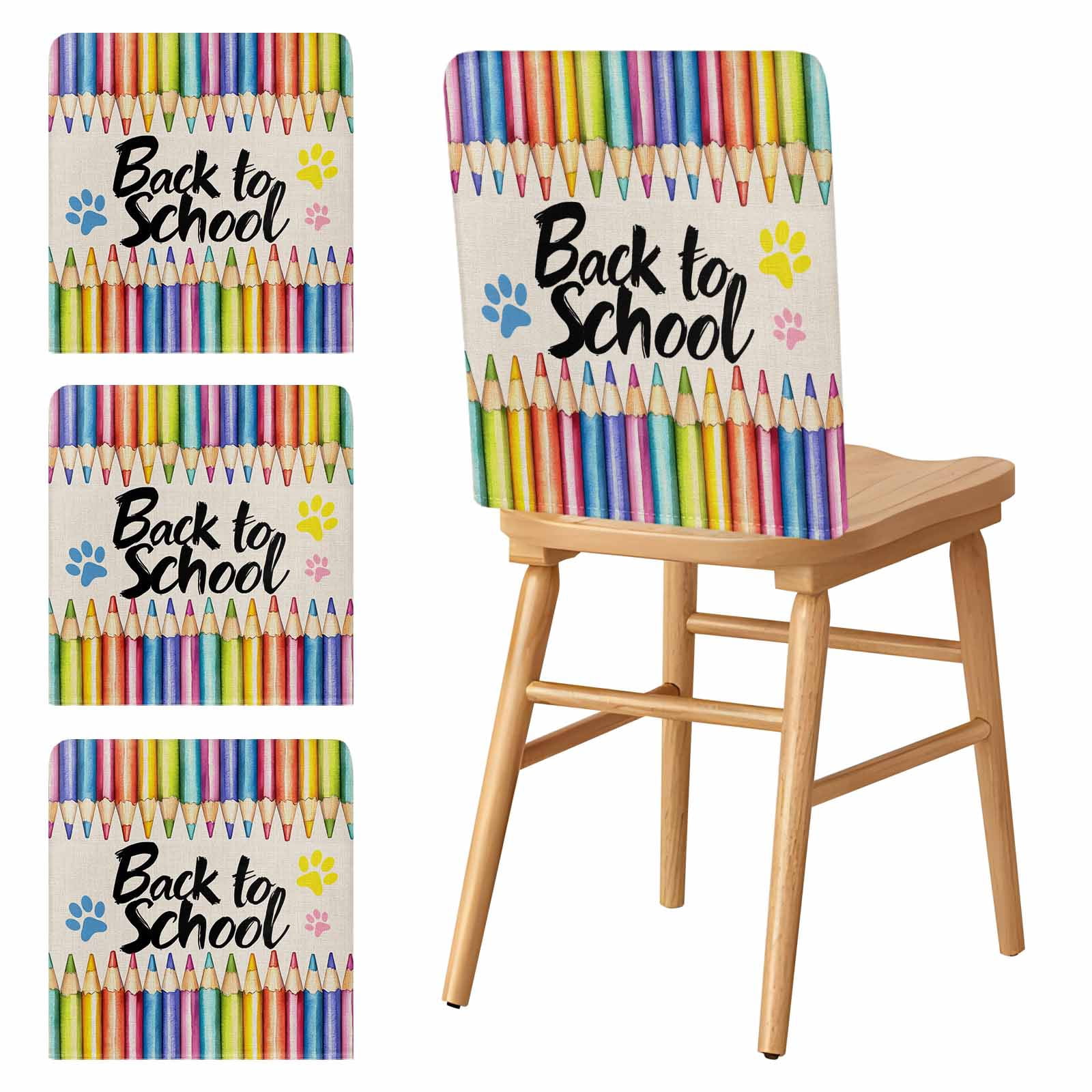 Chair Covers Set of 4 Back to School Chair Slipcover Protector Stretch ...