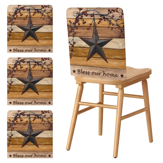 Chair Covers Set of 4 Barn Star Berry Chair Slipcover Protector Stretch ...