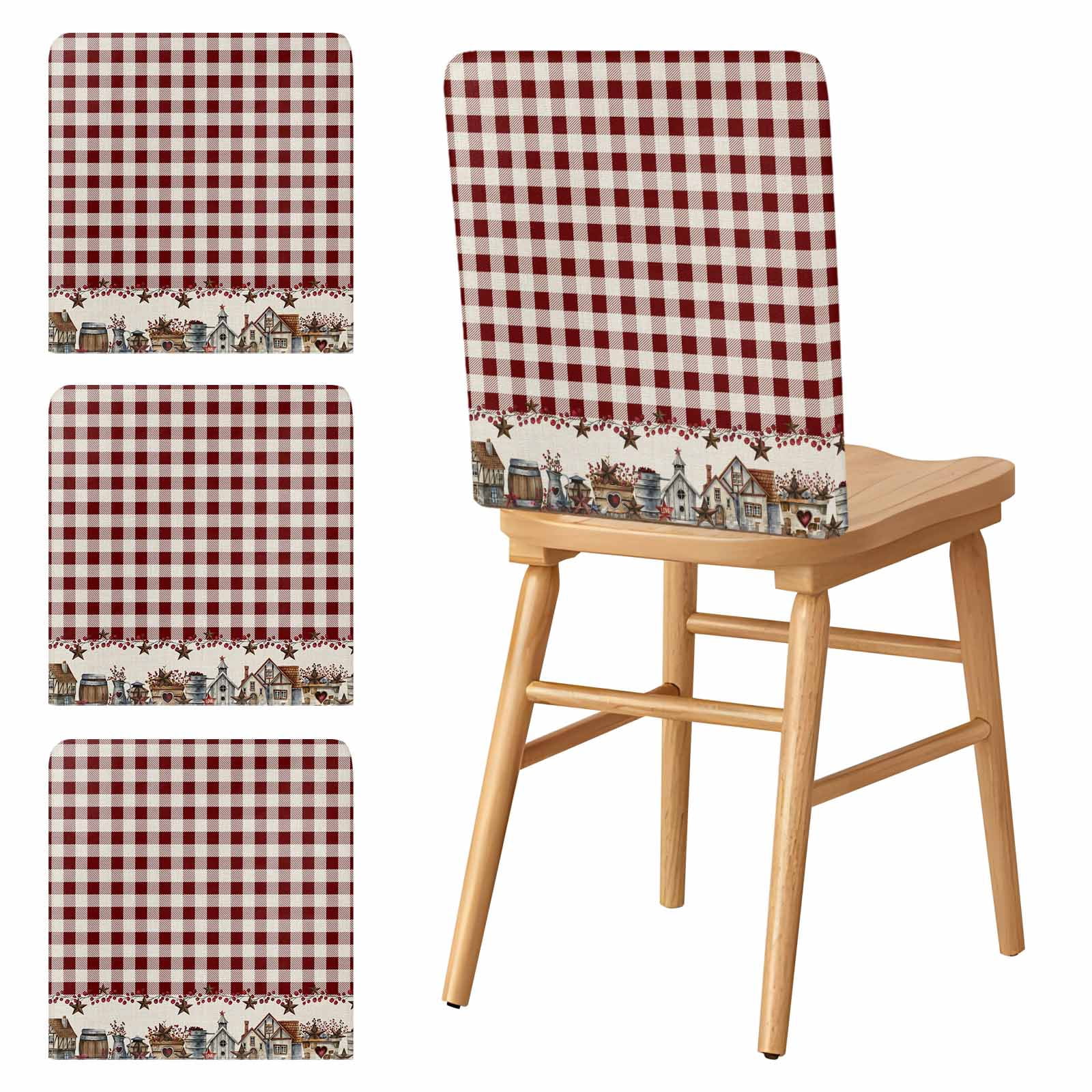 Chair Covers Set of 4 Barn Star Farmhouse Chair Slipcover Protector ...