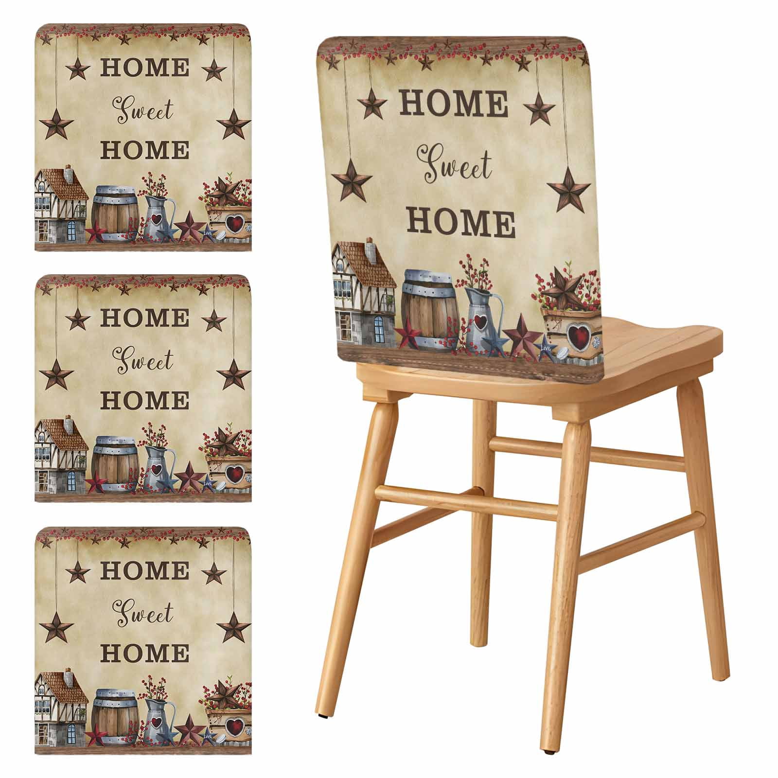 Chair Covers Set of 4 Barn Star Sweet Home Chair Slipcover Protector ...
