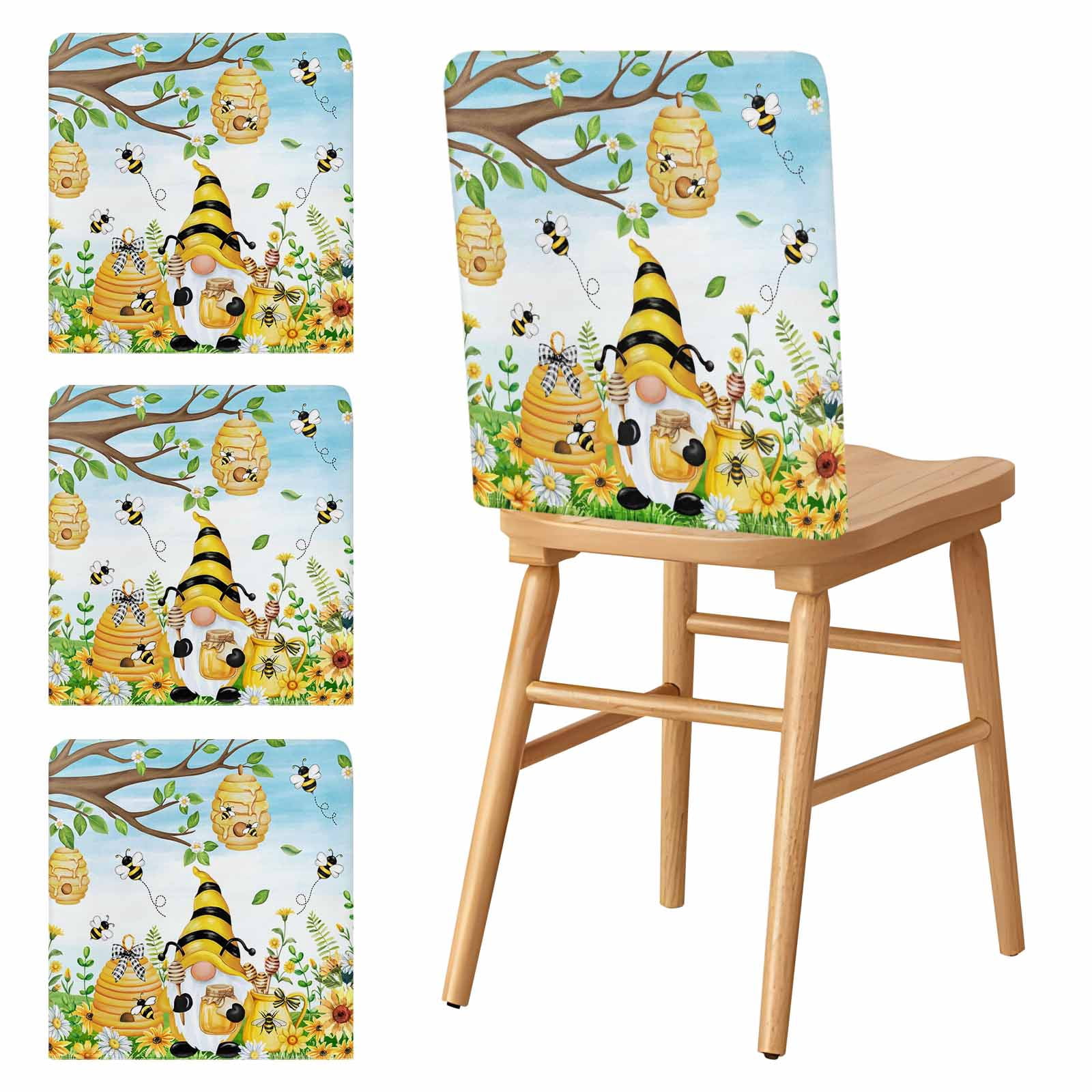 Chair Covers Set of 4 Bee Gnome Chair Slipcover Protector Stretch Chair ...