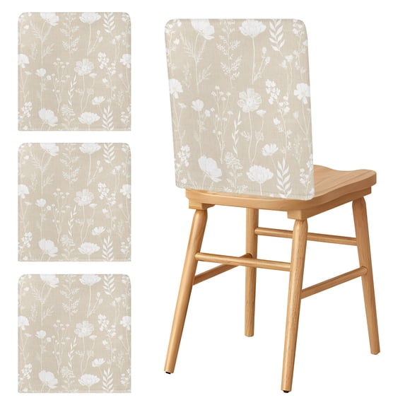 Chair Covers Set of 4 Beige Spring Wildflowers Chair Slipcover ...