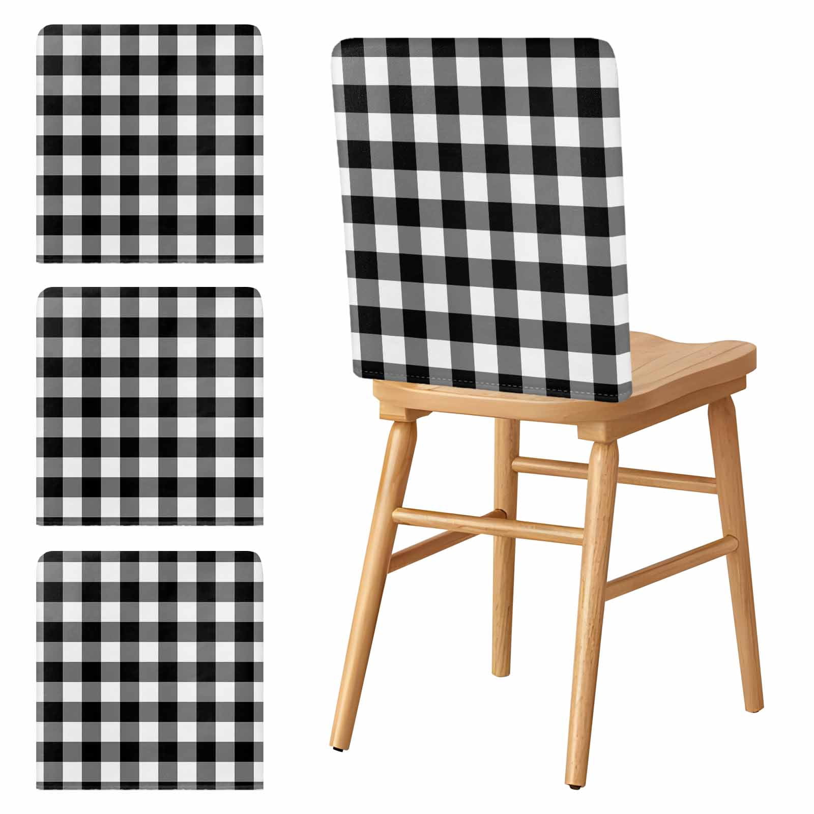 Chair Covers Set of 4 Black Buffalo Plaid Chair Slipcover Protector ...