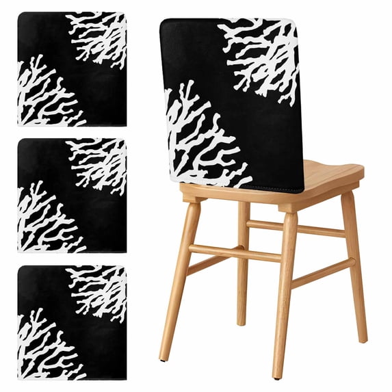 Chair Covers Set of 4 Black Coral Chair Slipcover Protector Stretch ...