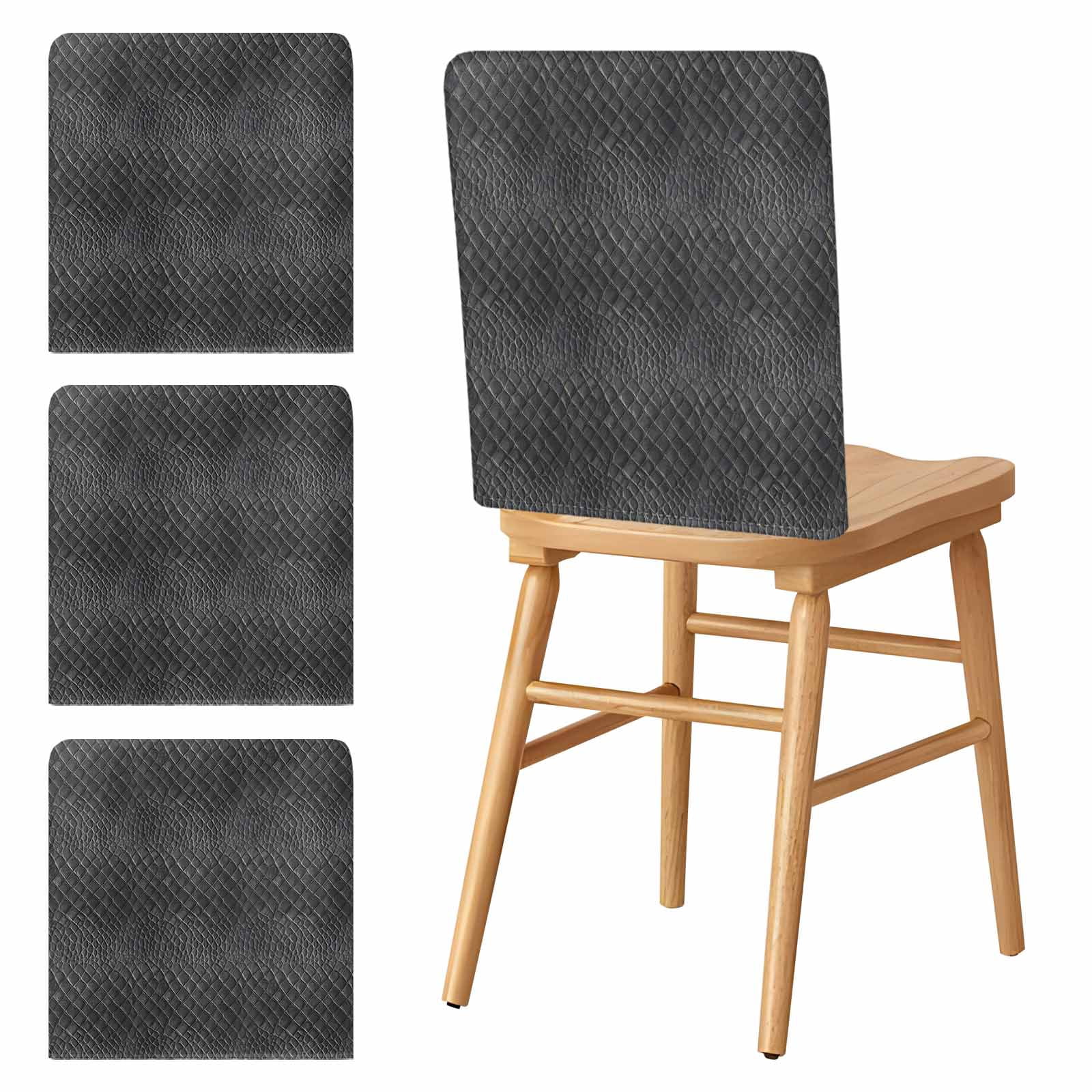 Chair Covers Set of 4 Black Leather Chair Slipcover Protector Stretch ...