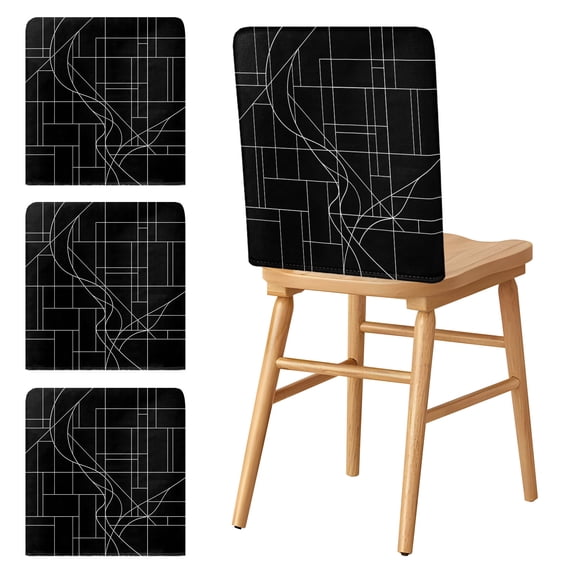 Chair Covers Set of 4 Black Lines Chair Slipcover Protector Stretch ...