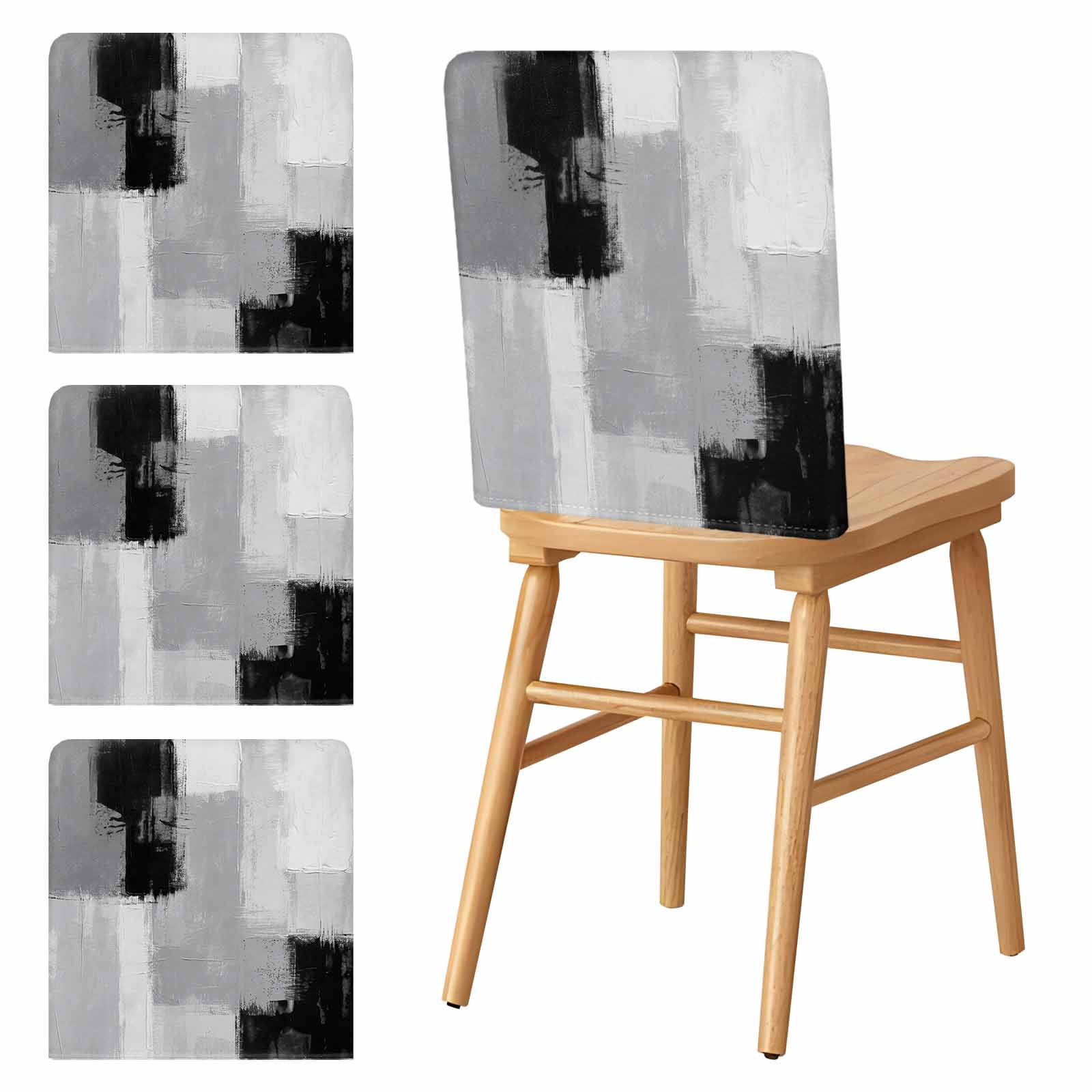 Chair Covers Set of 4 Black Oil Painting Chair Slipcover Protector ...