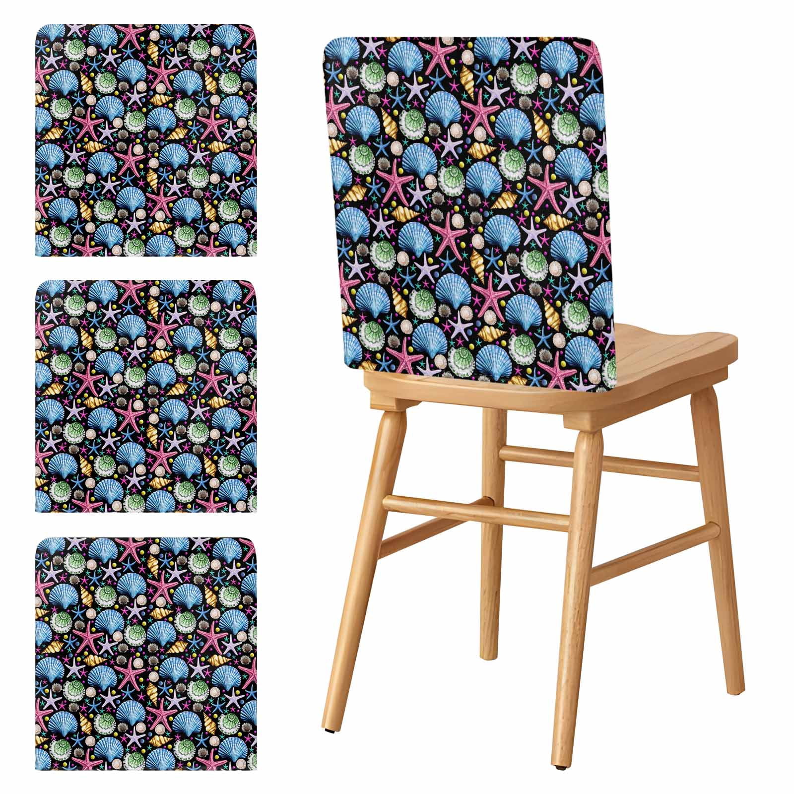 Chair Covers Set of 4 Black Starfish Chair Slipcover Protector Stretch ...
