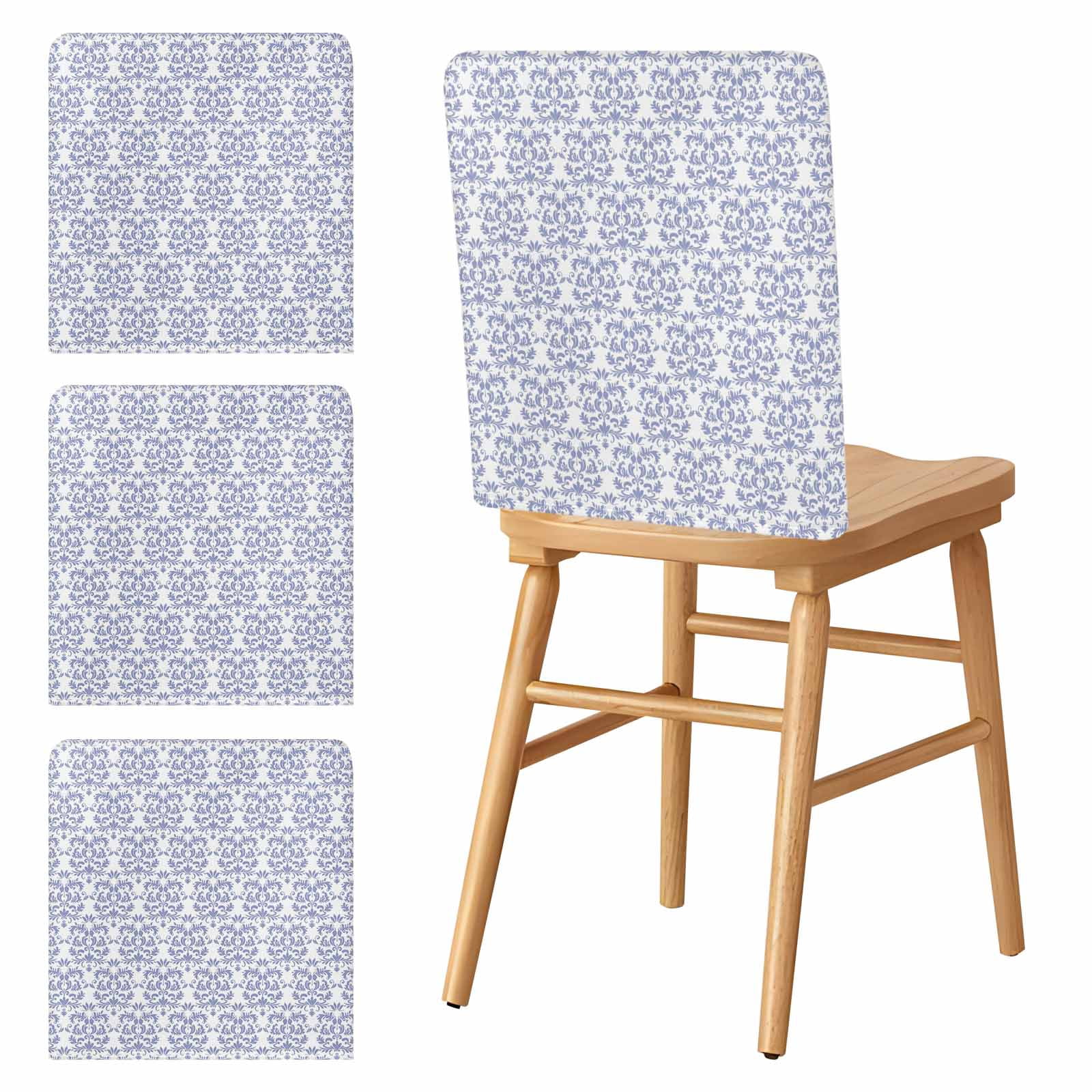 Chair Covers Set of 4 Blue Baroque Pattern Chair Slipcover Protector ...