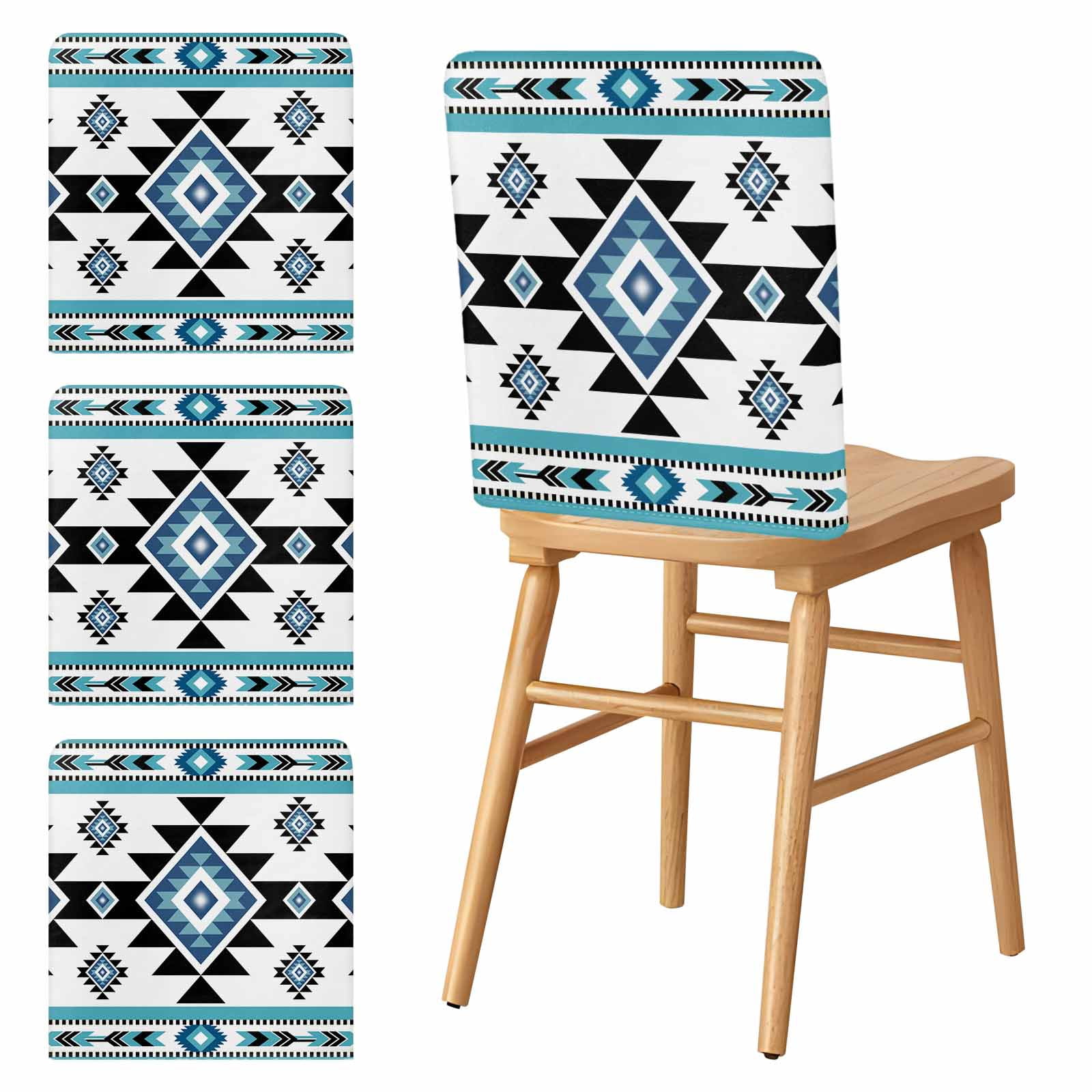 Chair Covers Set of 4 Blue Boho Chair Slipcover Protector Stretch Chair ...
