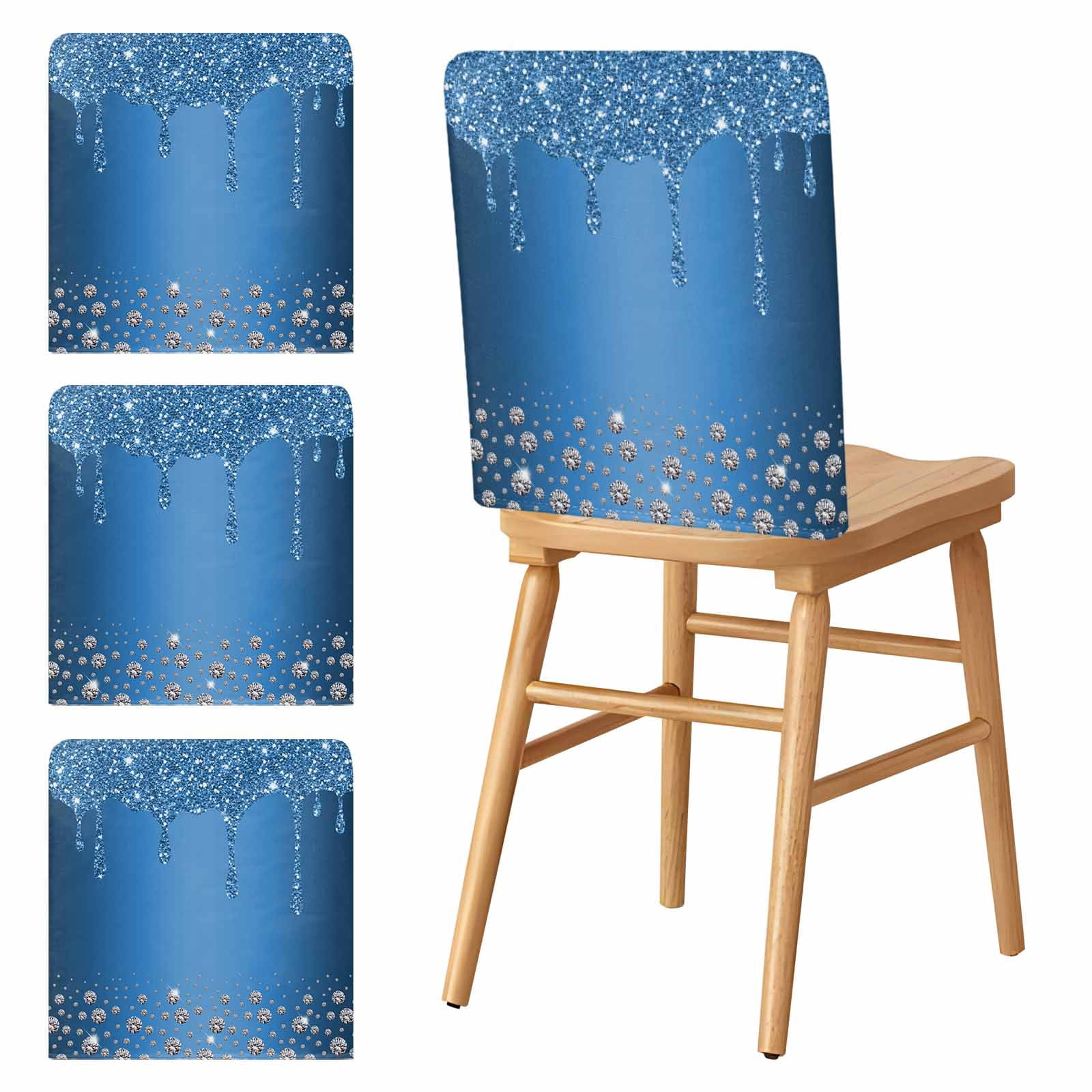 Chair Covers Set of 4 Blue Diamond Chair Slipcover Protector Stretch ...