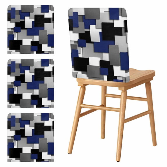 Chair Covers Set of 4 Blue Geometric Chair Slipcover Protector Stretch ...