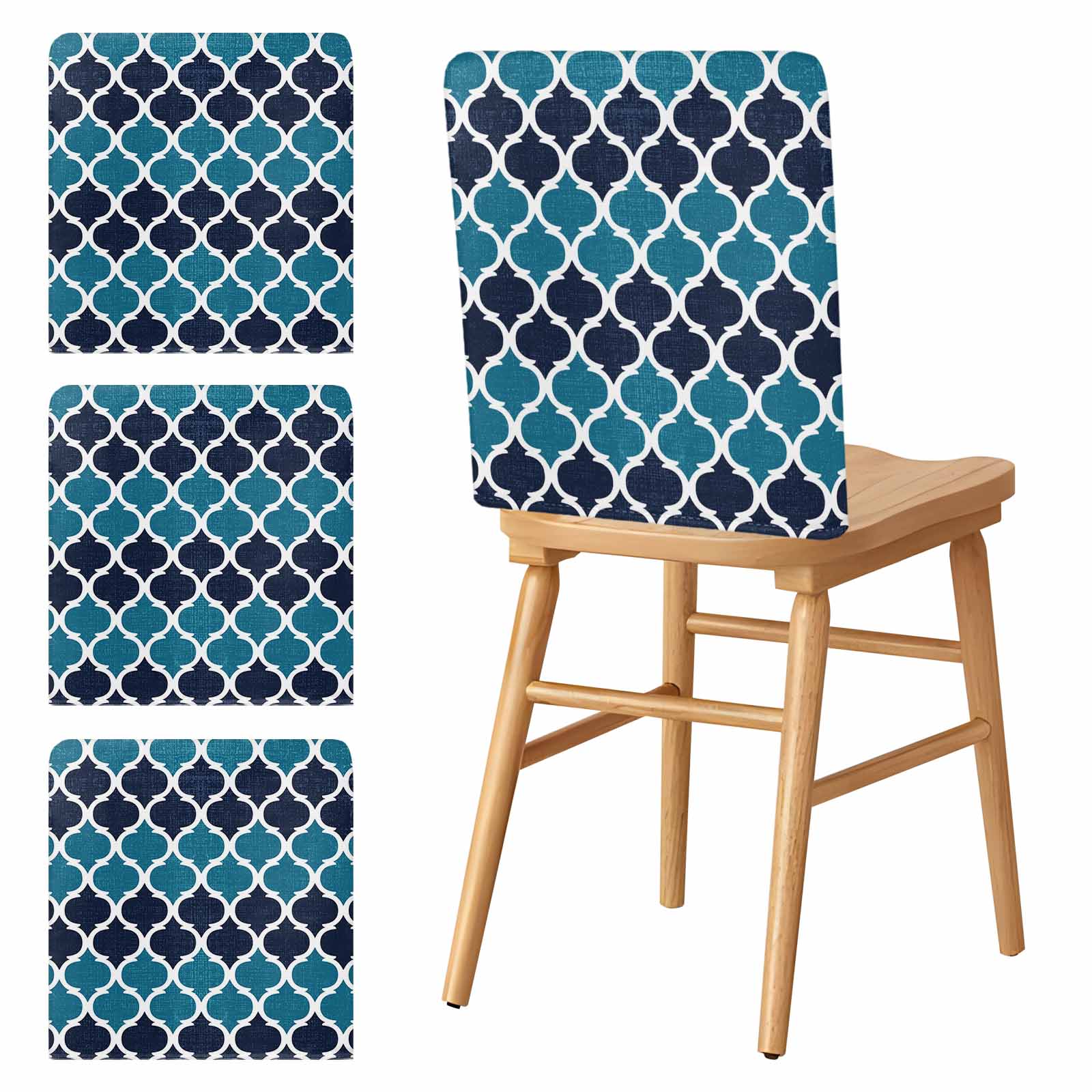 Chair Covers Set of 4 Blue Moroccan Design Chair Slipcover Protector ...