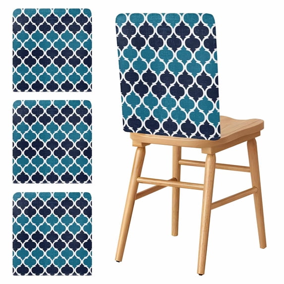 Chair Covers Set of 4 Blue Moroccan Design Chair Slipcover Protector ...