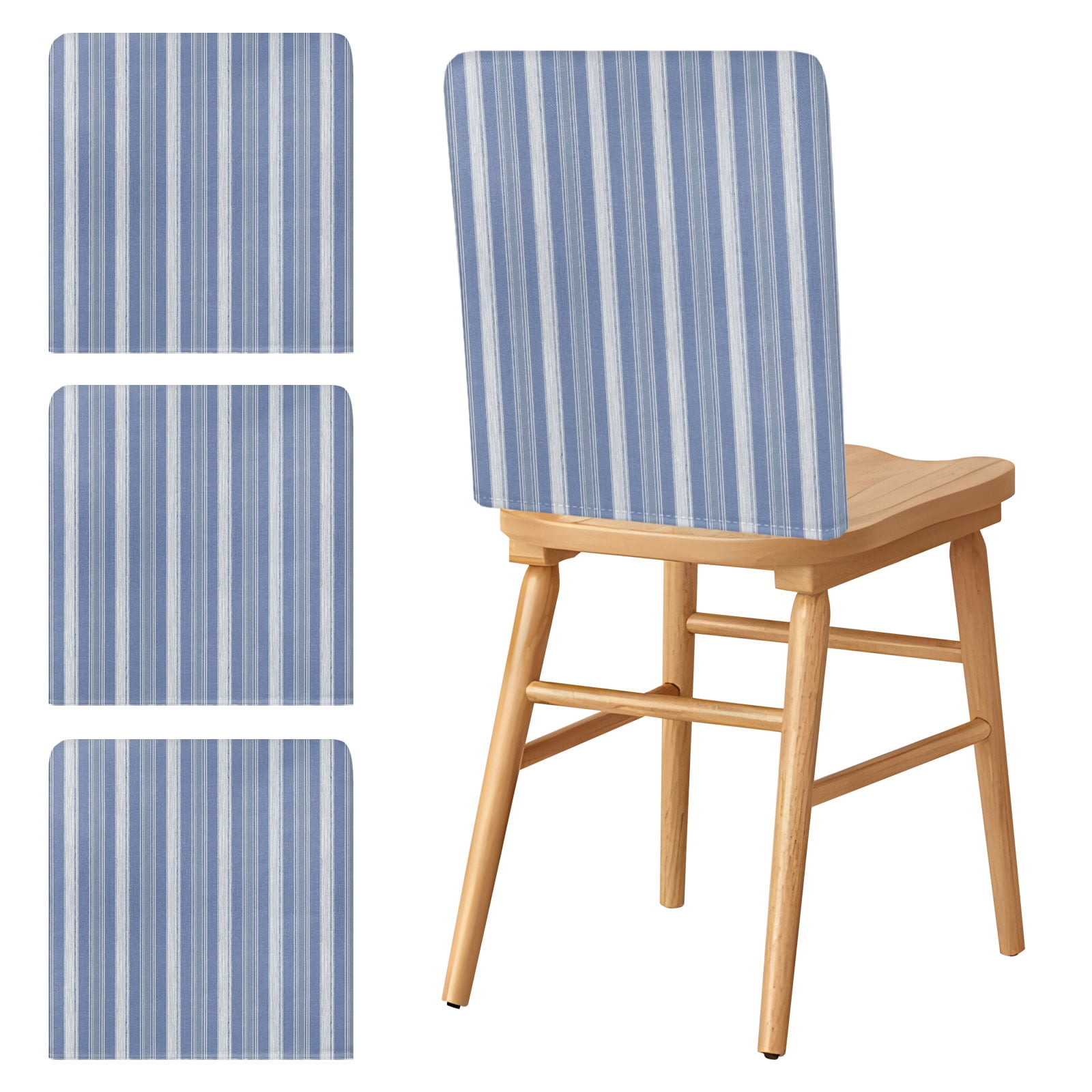 Chair Covers Set of 4 Blue Vertical Stripes Chair Slipcover Protector ...