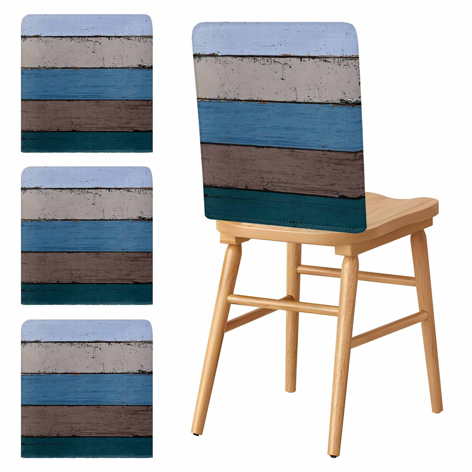 Chair Covers Set of 4 Blue Wood Grain Chair Slipcover Protector Stretch ...