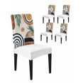 Chair Covers Set of 4, Bohemian Arch Sun Abstract Geometric Removable ...