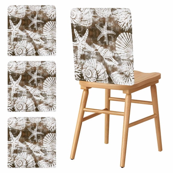 Chair Covers Set of 4 Brown Coastal Chair Slipcover Protector Stretch ...
