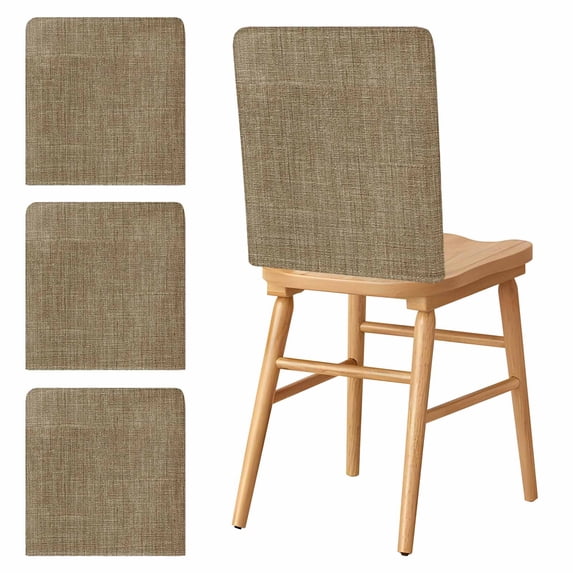 Chair Covers Set of 4 Brown Linen Chair Slipcover Protector Stretch ...