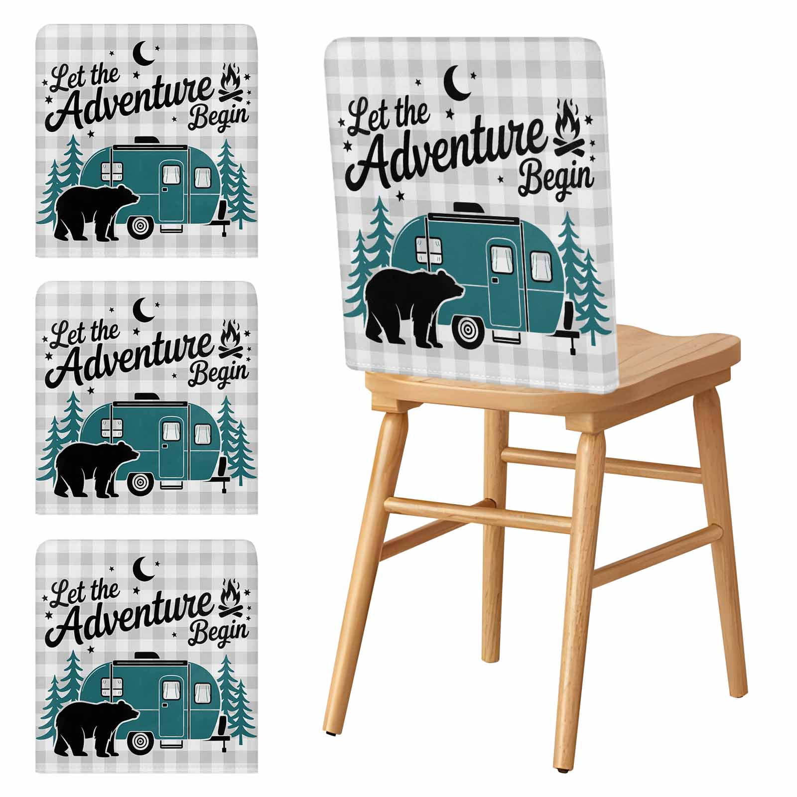 Chair Covers Set of 4 Camper Van Bear Chair Slipcover Protector Stretch ...