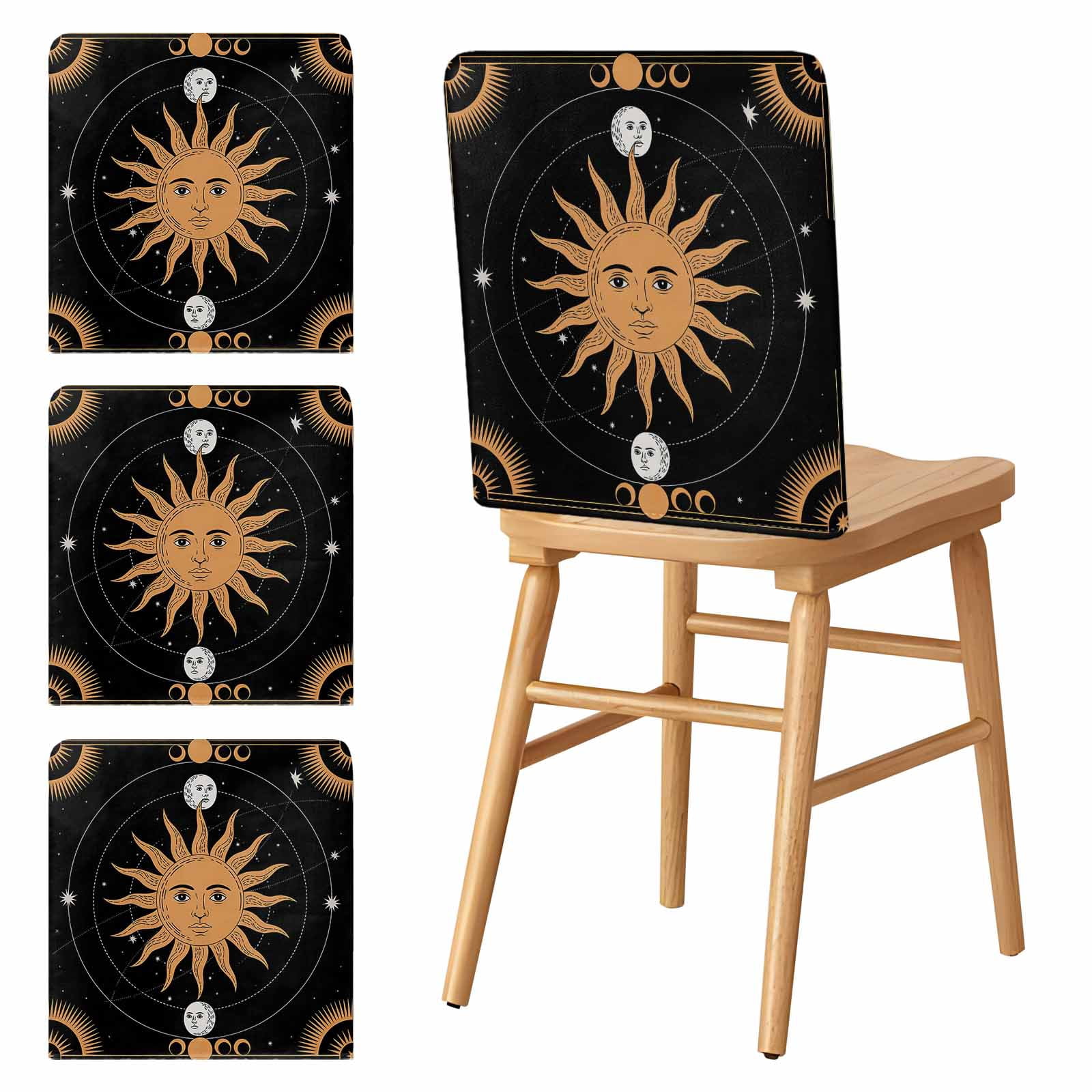 Chair Covers Set of 4 Celestial Sun and Moon Chair Slipcover Protector ...